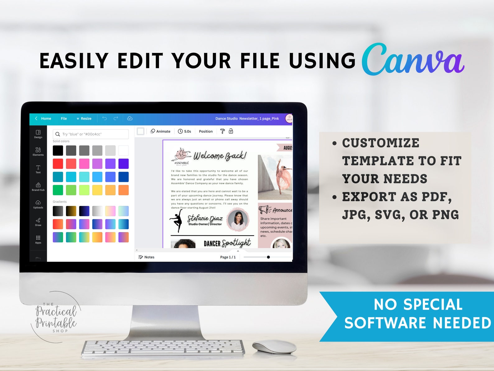DANCE STUDIO NEWSLETTER Editable Canva Template | Dance School Email ...