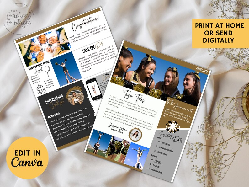CHEER NEWSLETTER Editable Canva Template | Cheer Team Email | Dance ...
