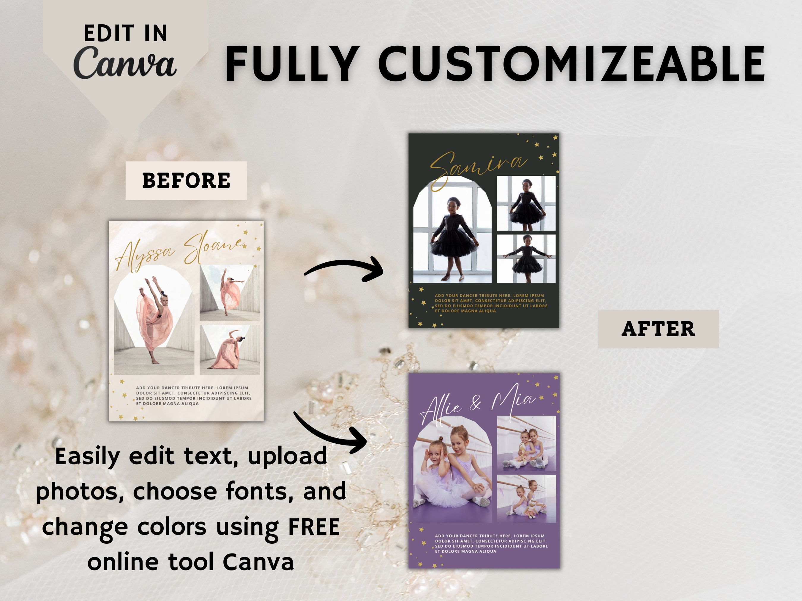 DANCE RECITAL AD Editable Canva Template | Recital Program Ad | Dancer ...