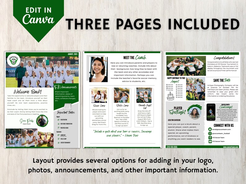 SOCCER NEWSLETTER Editable Canva Template | Soccer Team Email | Soccer ...
