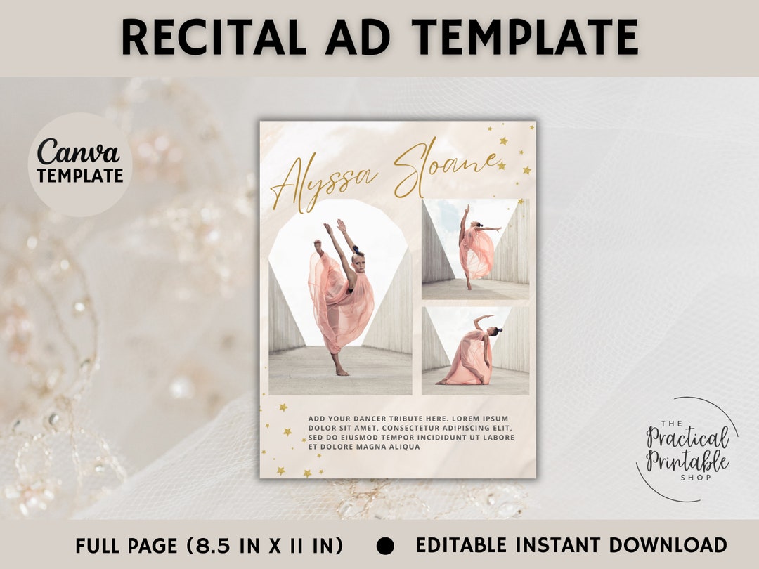 DANCE RECITAL AD Editable Canva Template | Recital Program Ad | Dancer ...