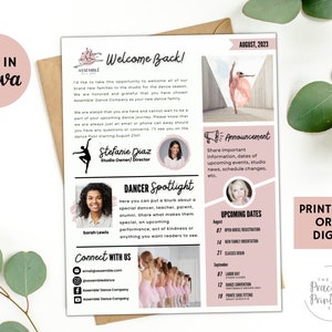 DANCE STUDIO NEWSLETTER Editable Canva Template | Dance School Email ...