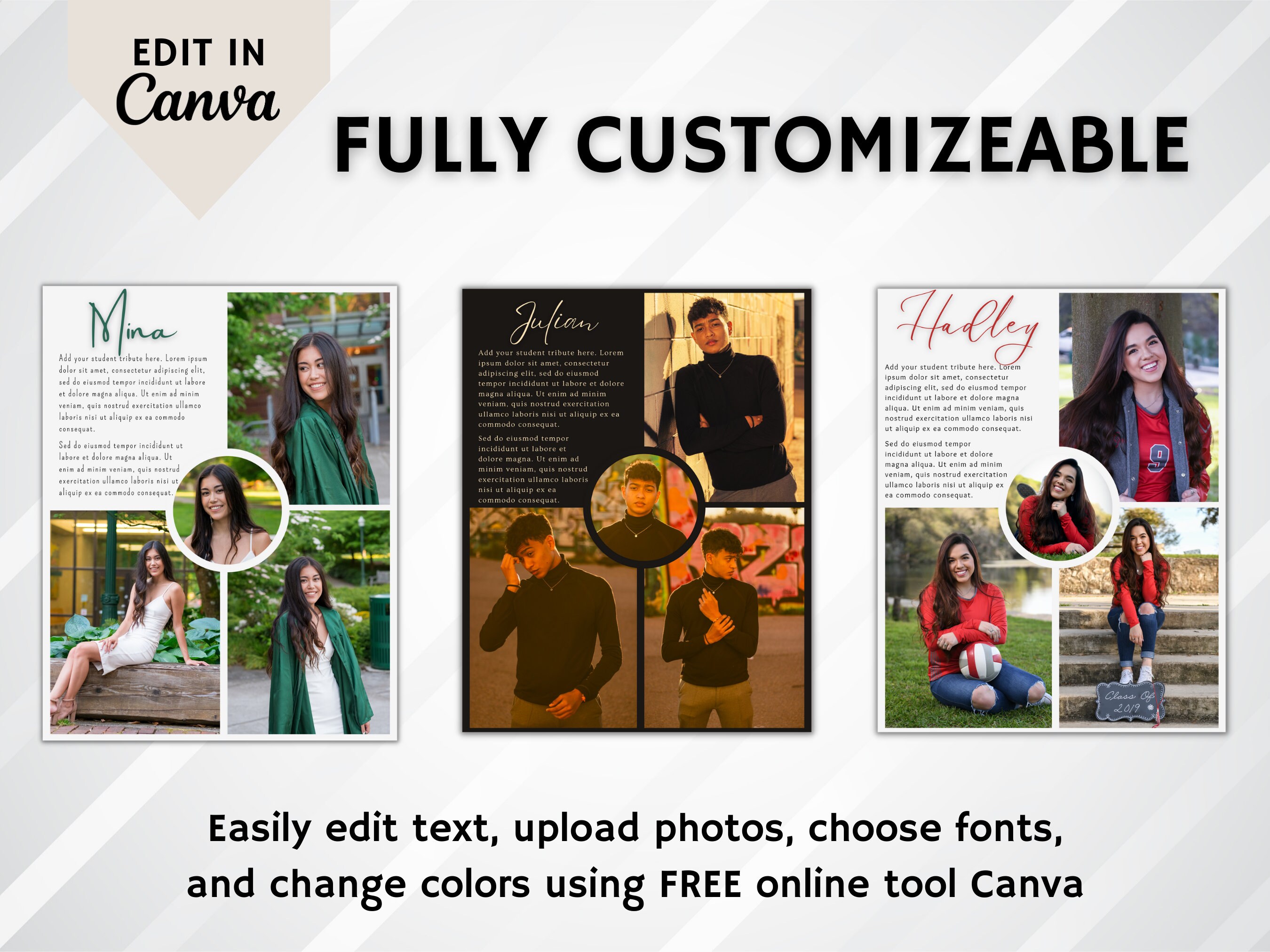 QUARTER PAGE YEARBOOK Ad | Editable Canva Template | Grad Tribute ...