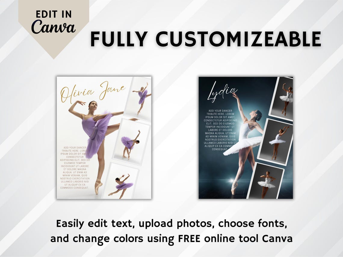 DANCE RECITAL AD Editable Canva Template | Recital Program Ad | Dancer ...