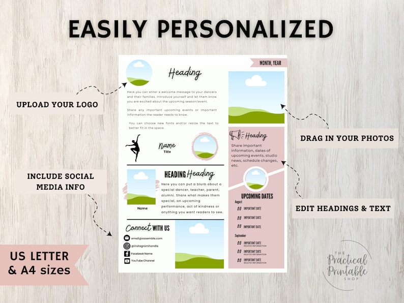 DANCE STUDIO NEWSLETTER Editable Canva Template | Dance School Email ...