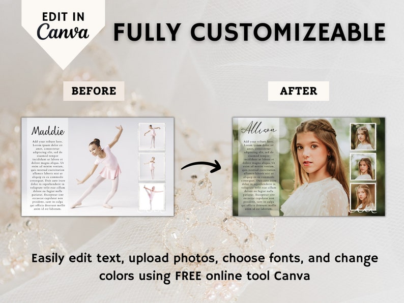 DANCE RECITAL AD Editable Canva Template | Recital Program Ad | Dancer ...