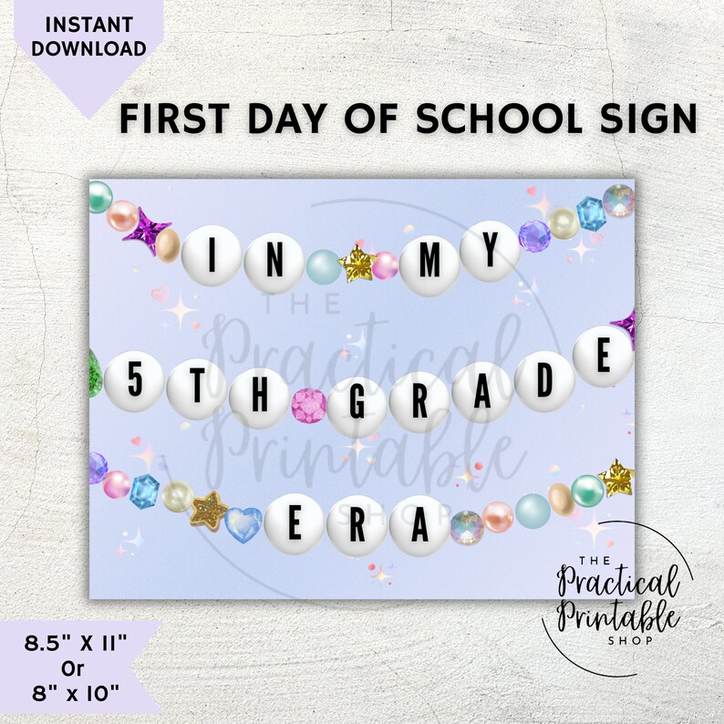 IN MY 5th GRADE Era Back to School Sign First Day of School Sign - Etsy