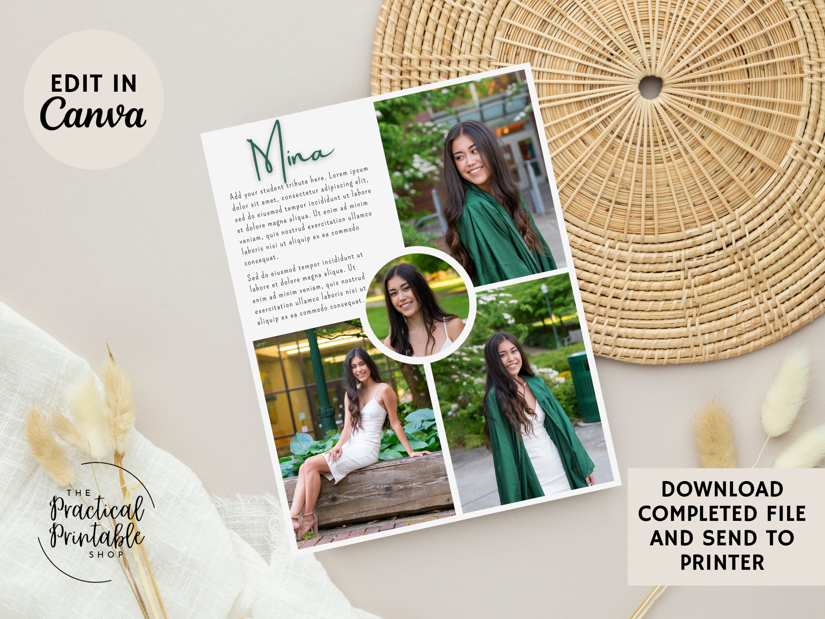 QUARTER PAGE YEARBOOK Ad | Editable Canva Template | Grad Tribute ...