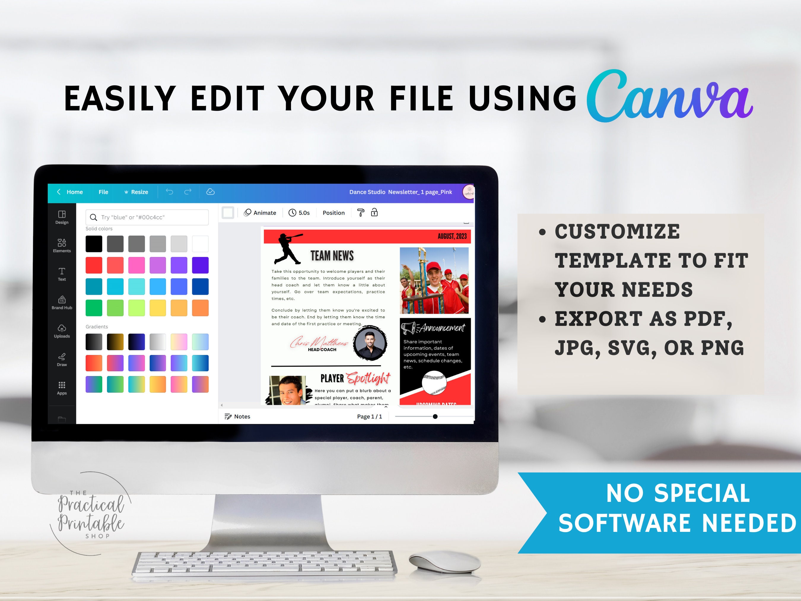 BASEBALL TEAM NEWSLETTER Editable Canva Template | Baseball Team Email ...