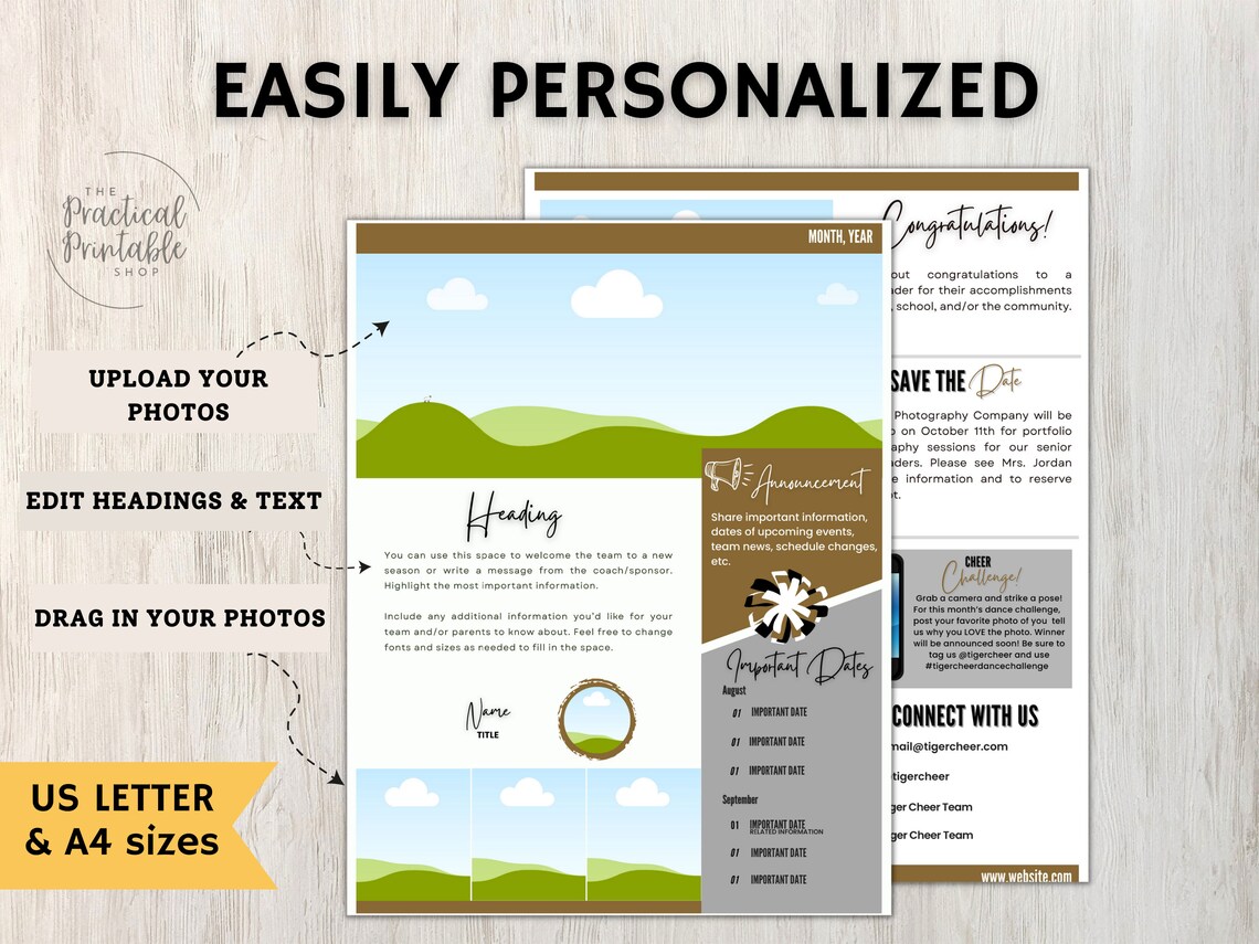 CHEER NEWSLETTER Editable Canva Template Cheer Team Email Dance Team ...