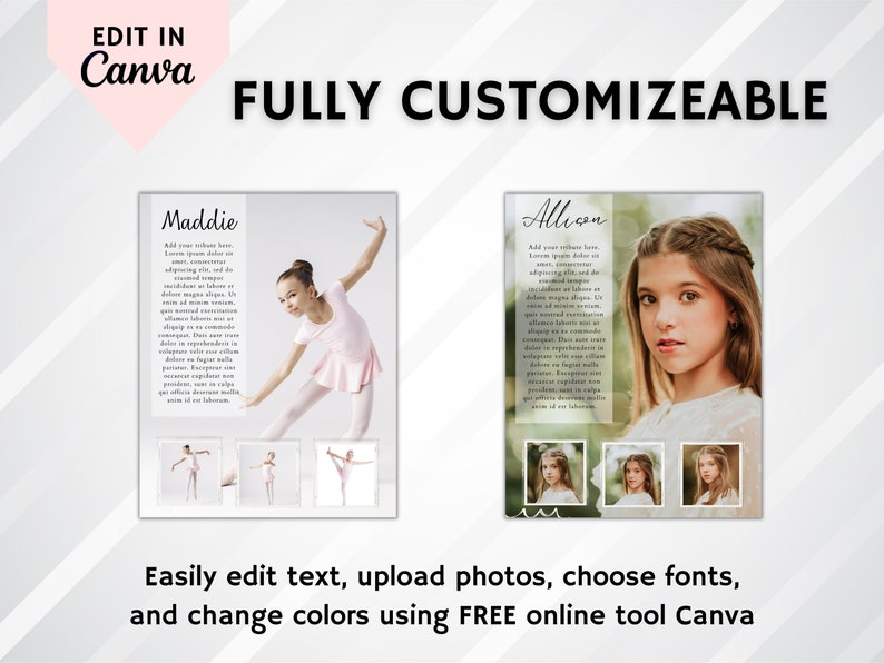 DANCE RECITAL AD Editable Canva Template | Recital Program Ad | Dancer ...