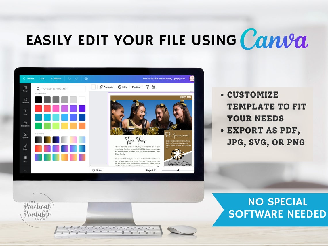 CHEER NEWSLETTER Editable Canva Template | Cheer Team Email | Dance ...