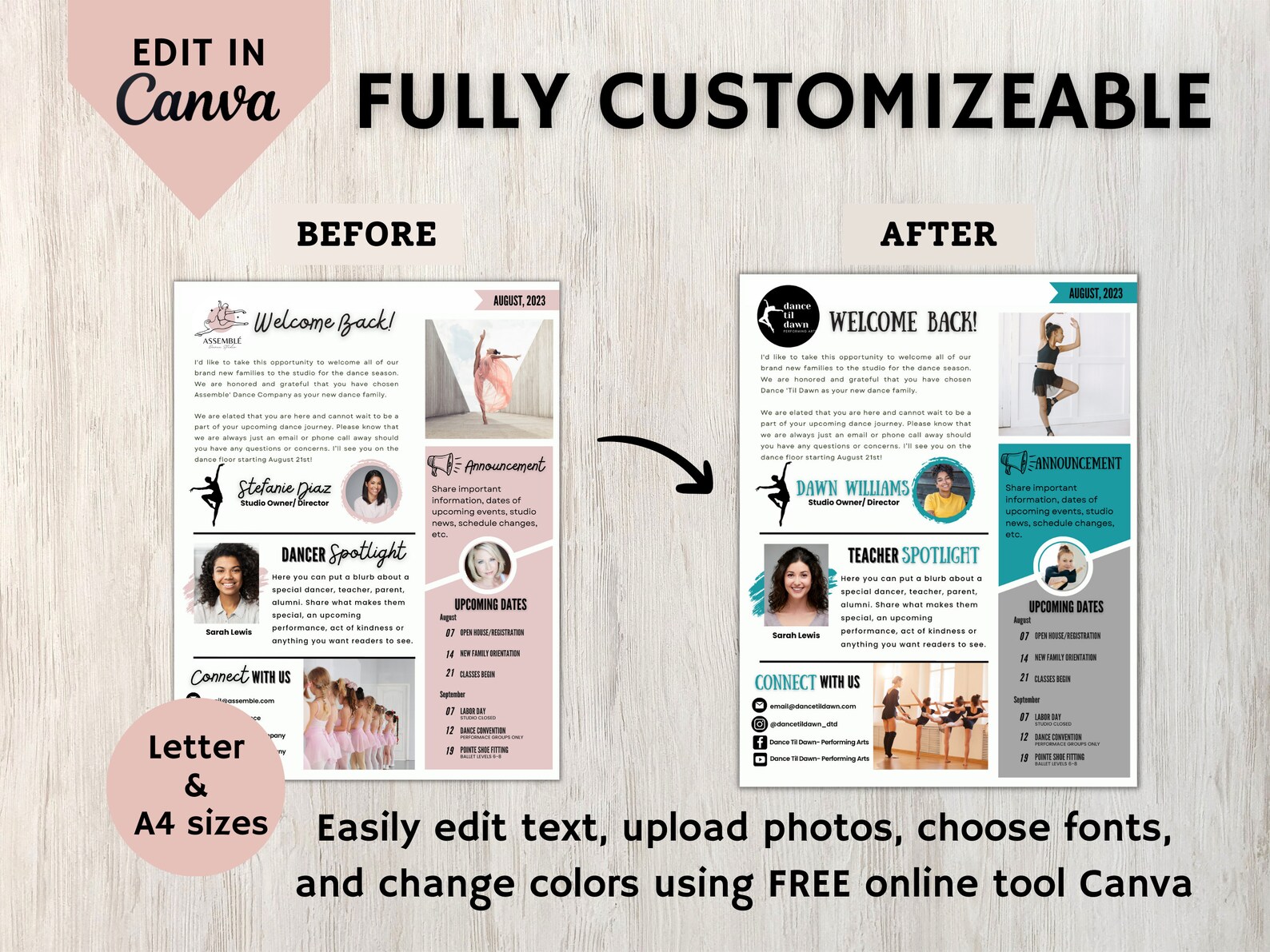 DANCE STUDIO NEWSLETTER Editable Canva Template | Dance School Email ...