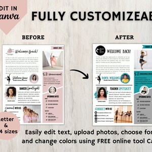 DANCE STUDIO NEWSLETTER Editable Canva Template | Dance School Email ...