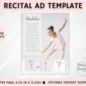 DANCE RECITAL AD Editable Canva Template | Recital Program Ad | Dancer ...