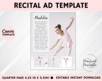 DANCE RECITAL AD Editable Canva Template | Recital Program Ad | Dancer ...