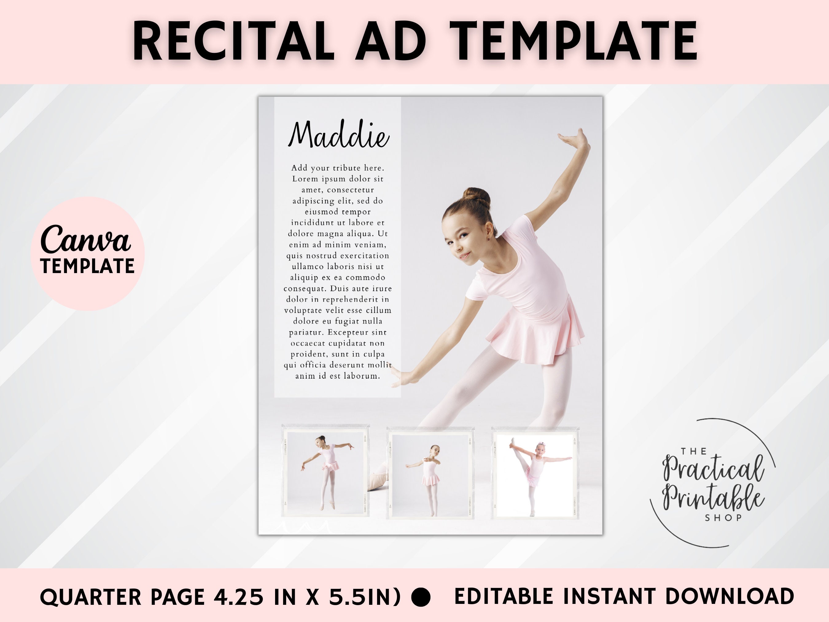 DANCE RECITAL AD Editable Canva Template | Recital Program Ad | Dancer ...