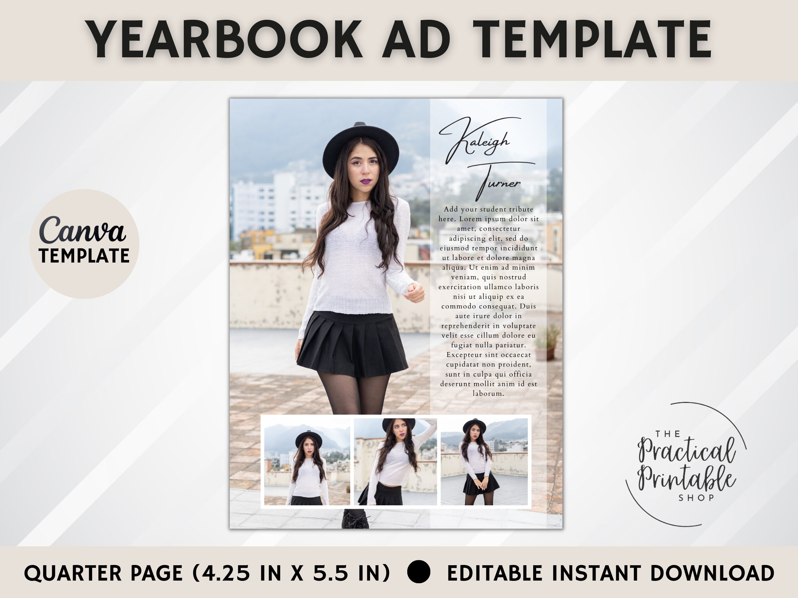 QUARTER PAGE YEARBOOK Ad | Editable Canva Template | Grad Tribute ...