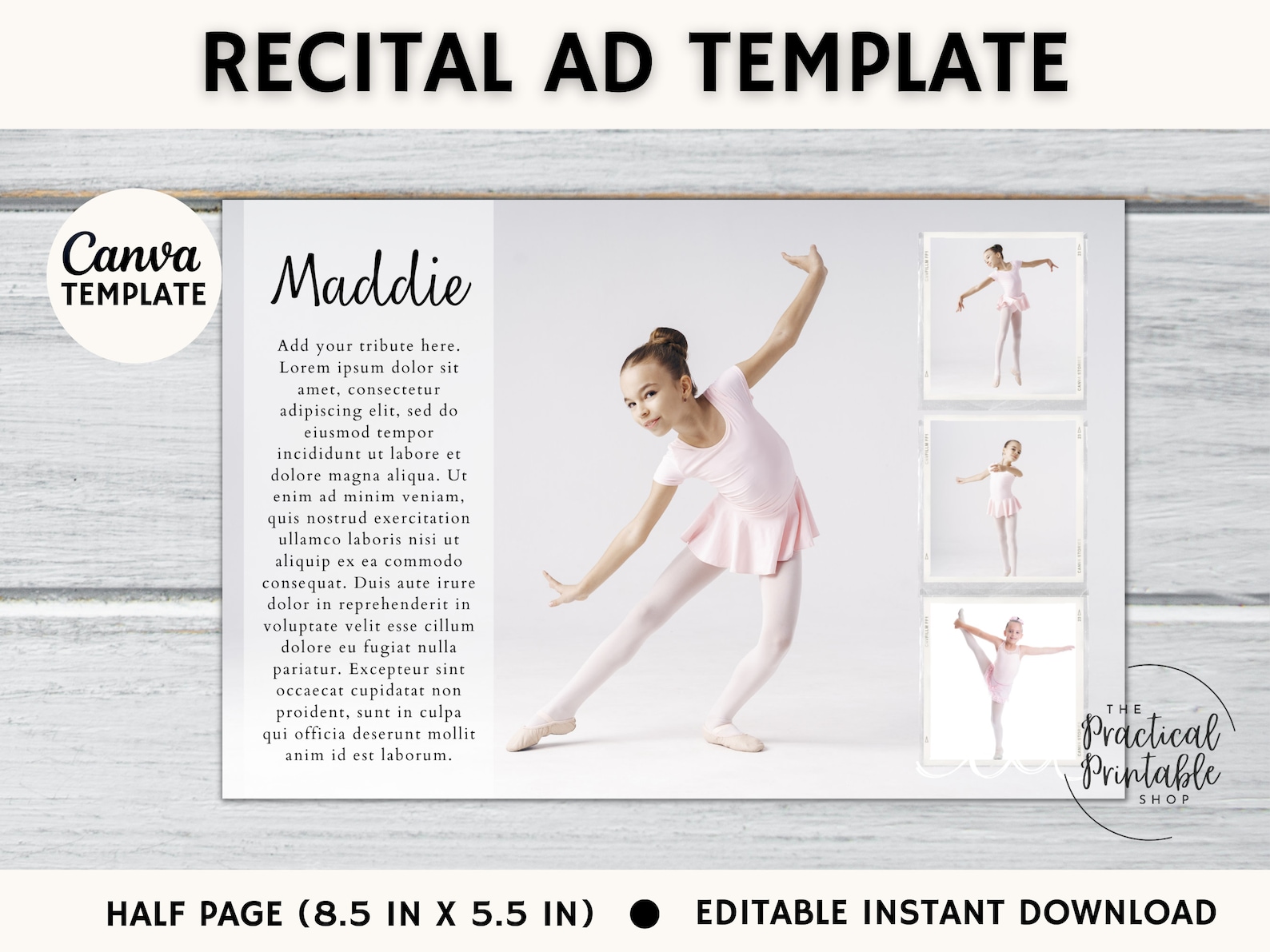 DANCE RECITAL AD Editable Canva Template | Recital Program Ad | Dancer ...