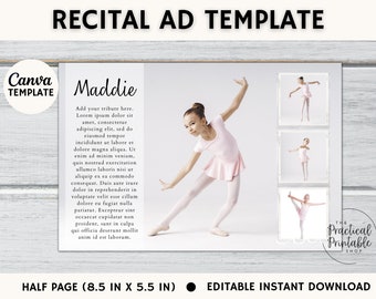DANCE RECITAL AD Editable Canva Template | Recital Program Ad | Dancer ...