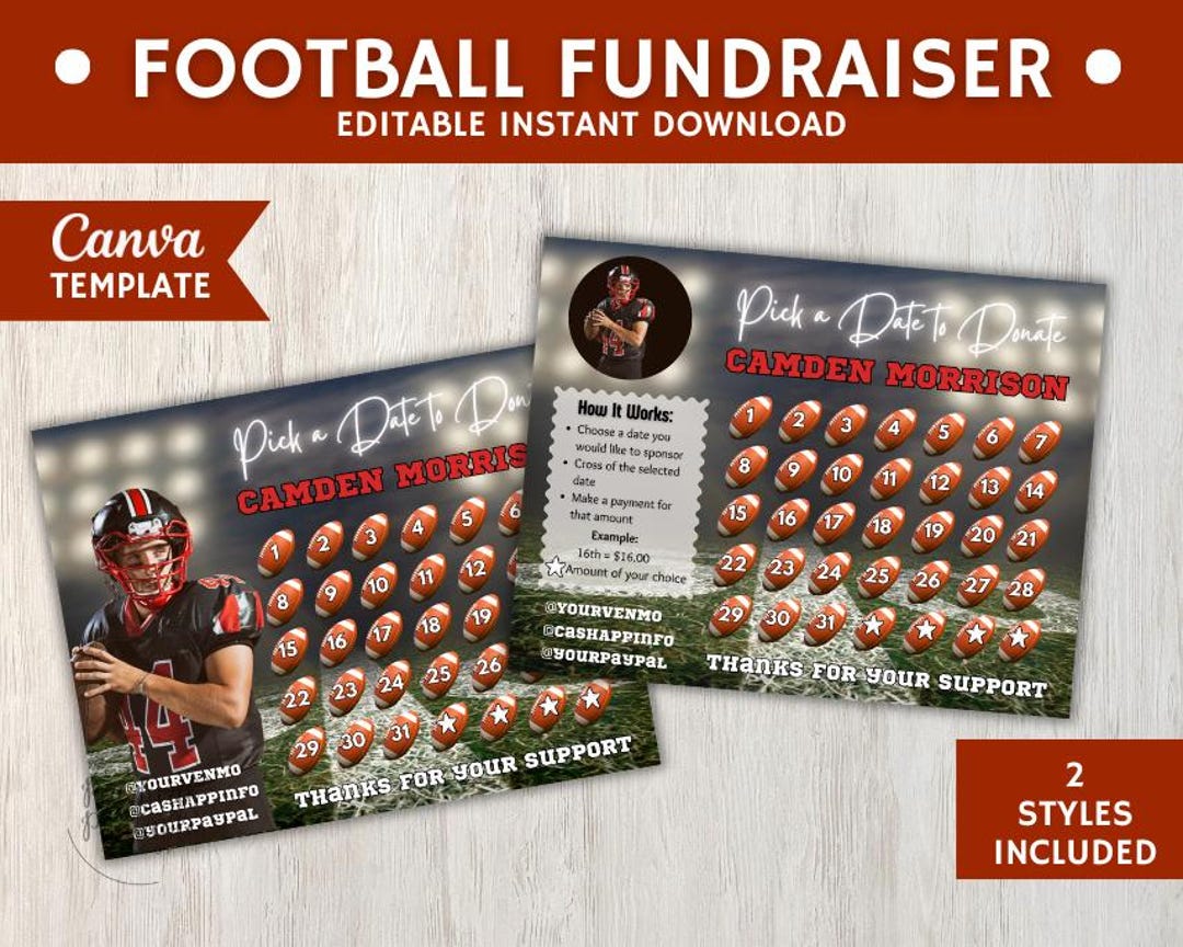 FOOTBALL FUNDRAISER Canva Template | Football Team Fundraiser ...