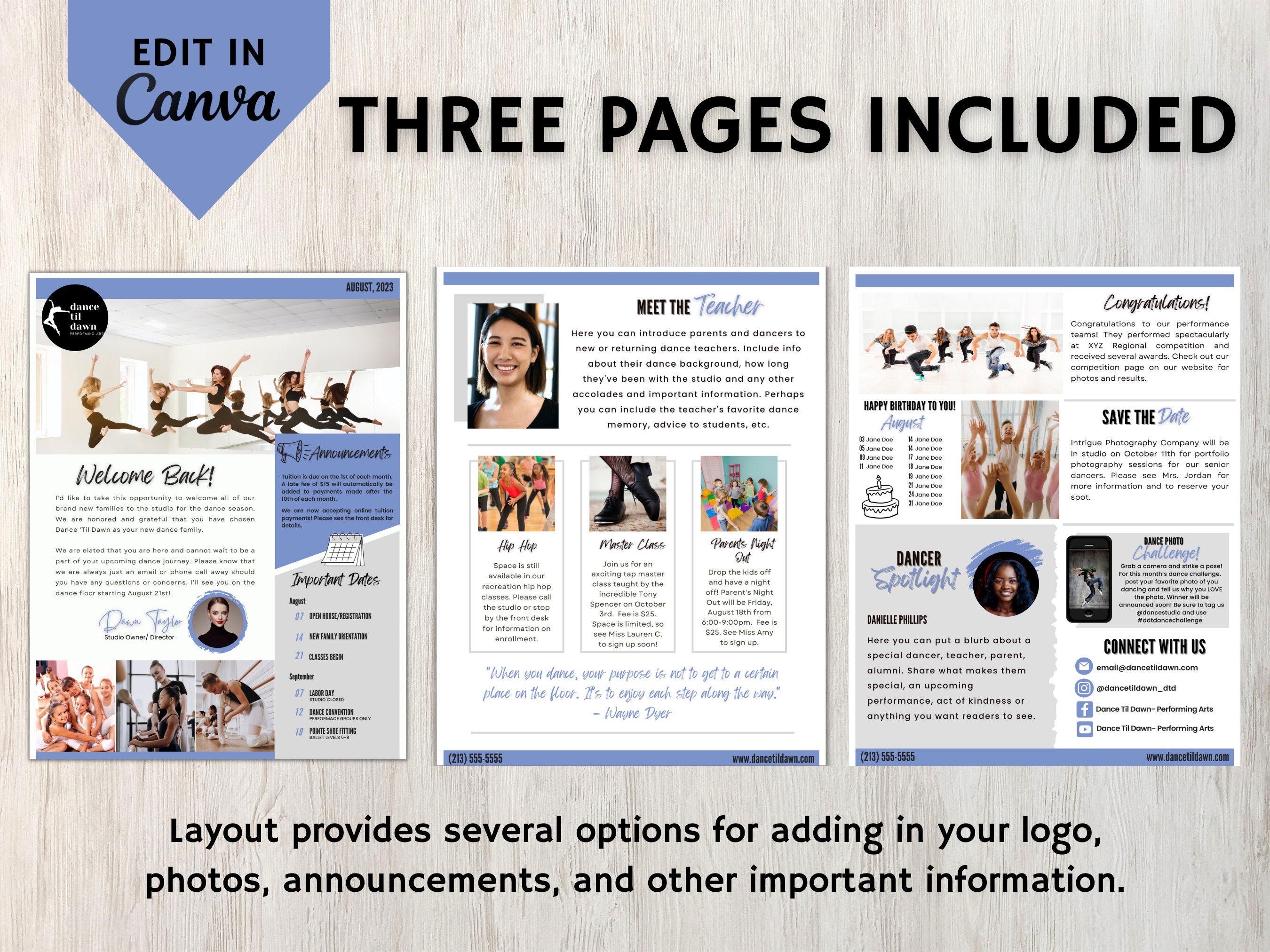 DANCE STUDIO NEWSLETTER Editable Canva Template | Dance School Email ...