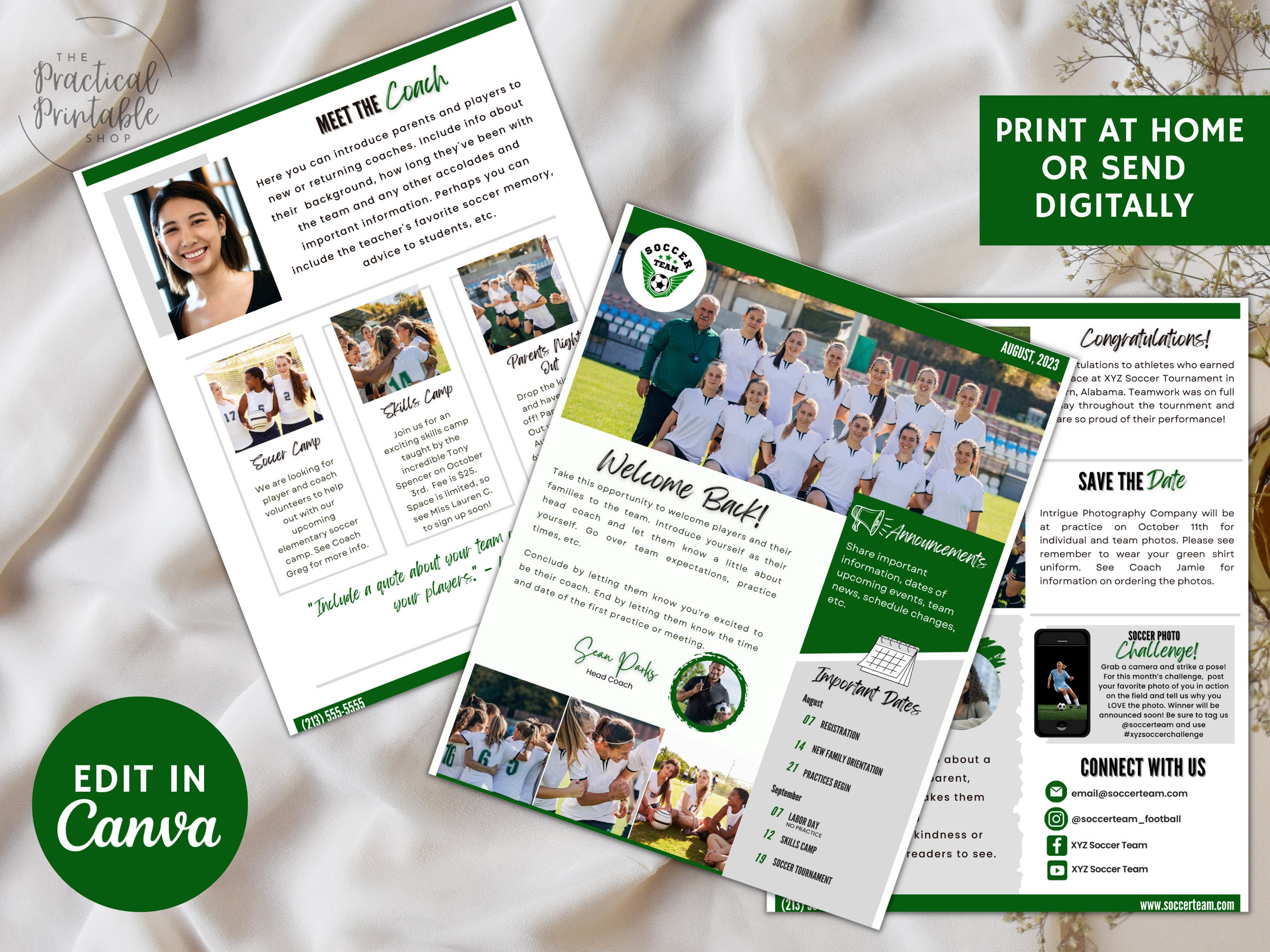 SOCCER NEWSLETTER Editable Canva Template | Soccer Team Email | Soccer ...