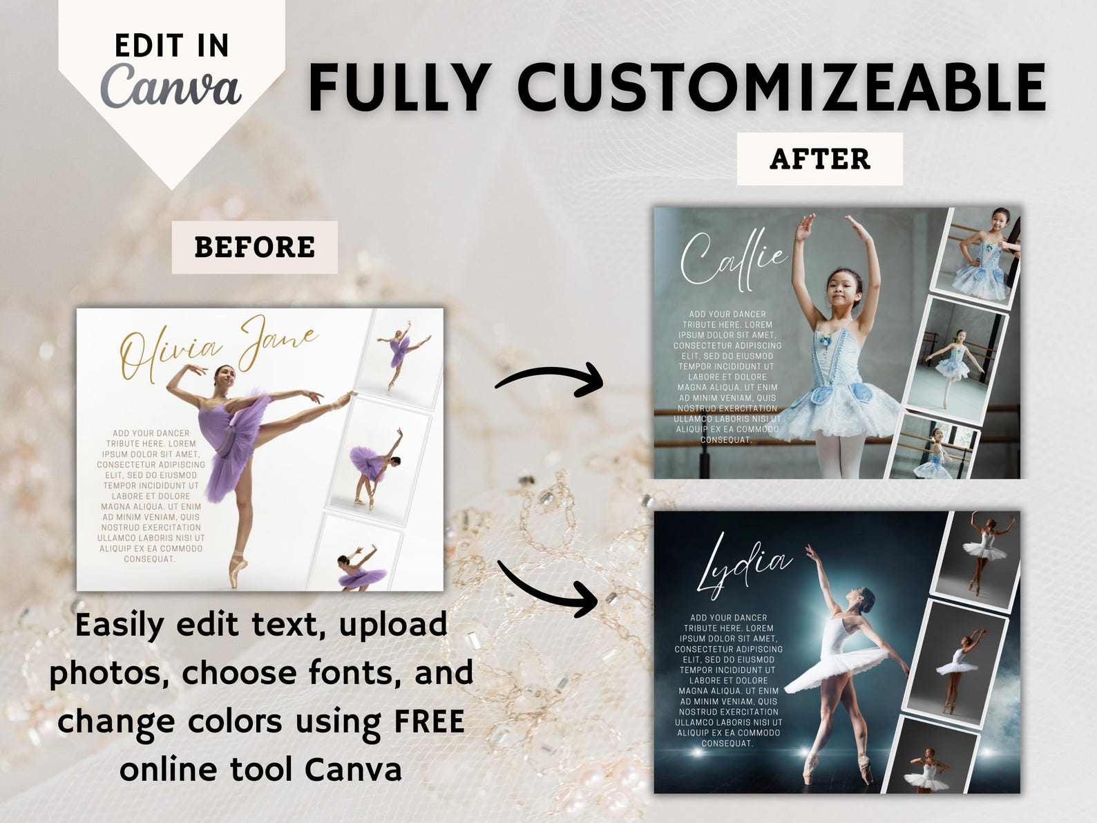 DANCE RECITAL AD Editable Canva Template | Recital Program Ad | Dancer ...
