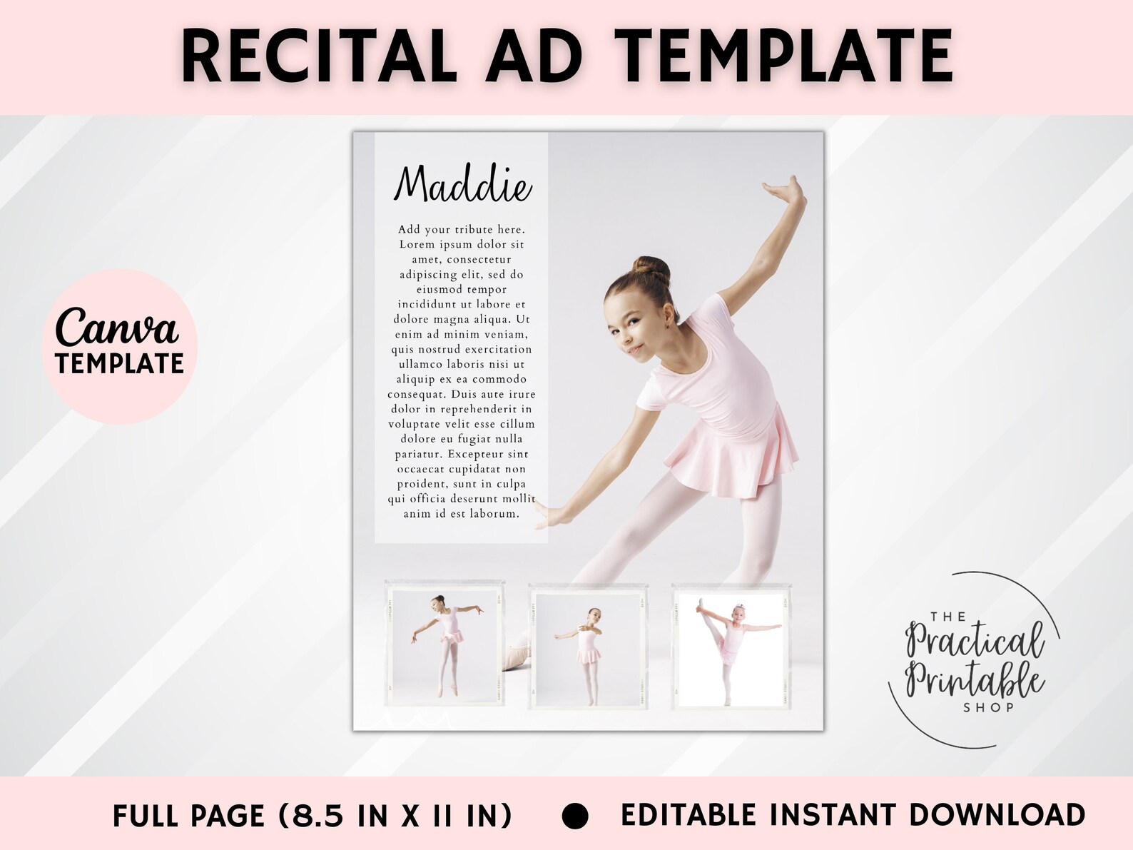 DANCE RECITAL AD Editable Canva Template | Recital Program Ad | Dancer ...
