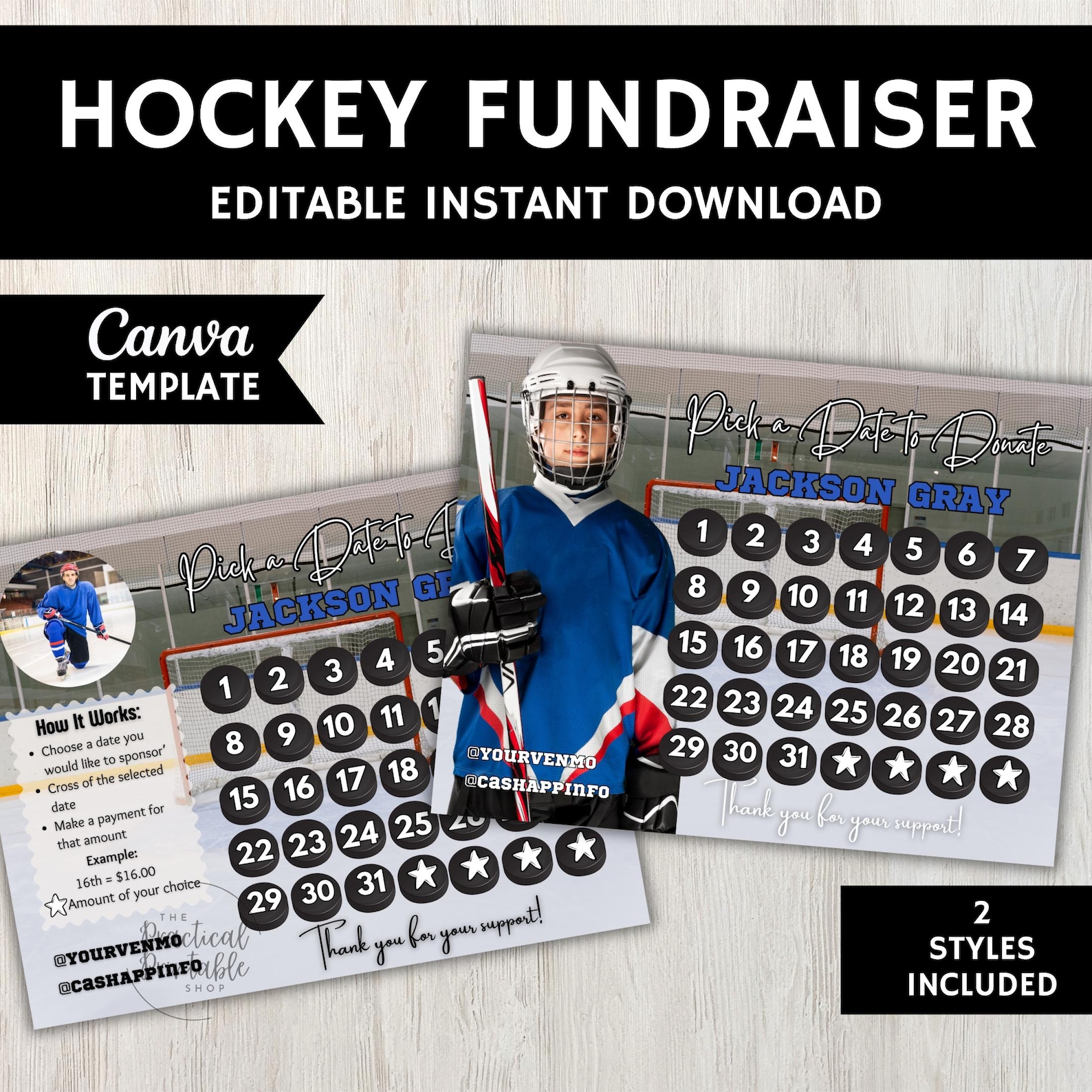 HOCKEY FUNDRAISER Canva Template | Hockey Team Fundraiser | Hockey Pick ...