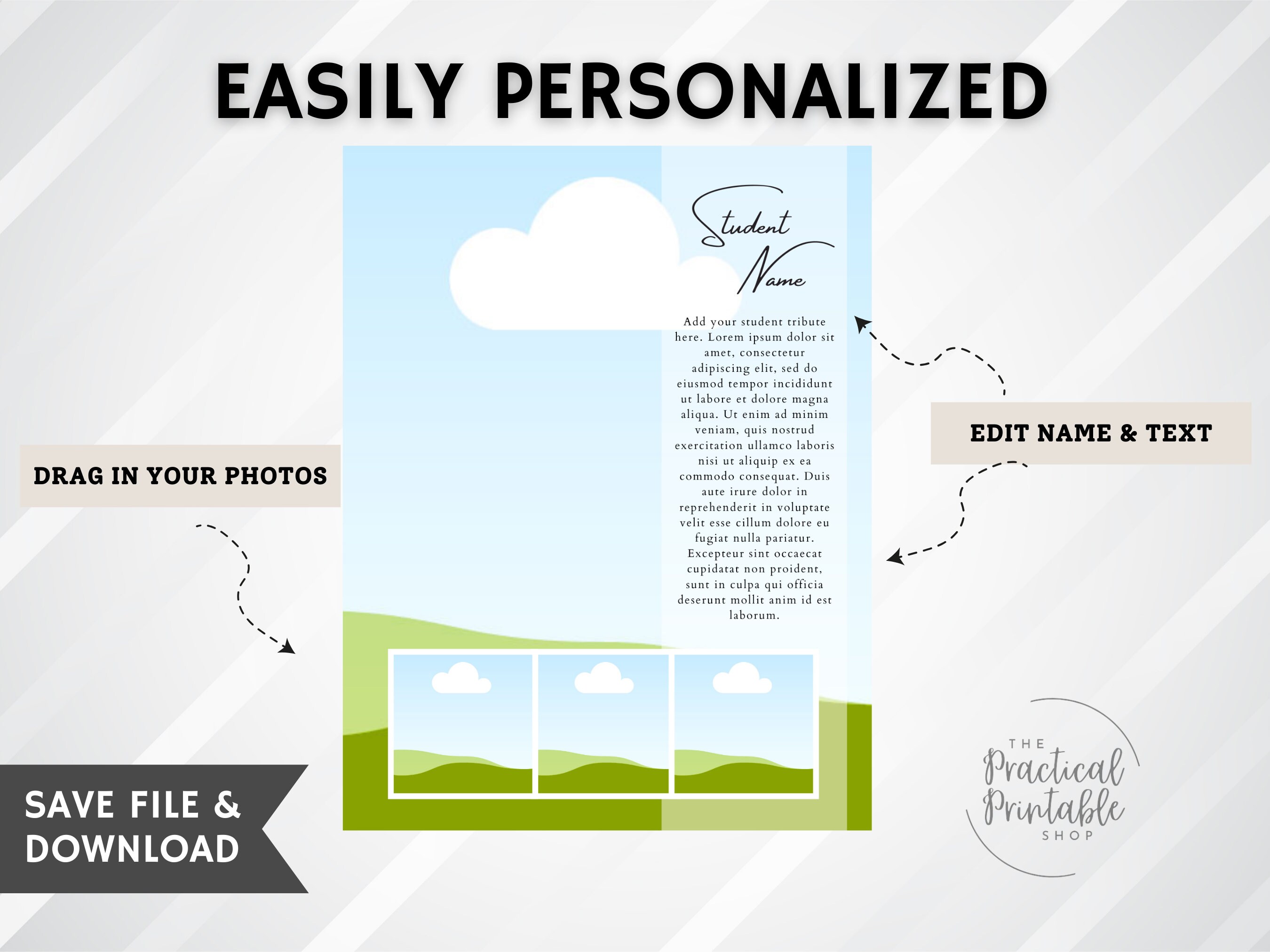 FULL PAGE YEARBOOK Ad | Editable Canva Template | Grad Tribute ...