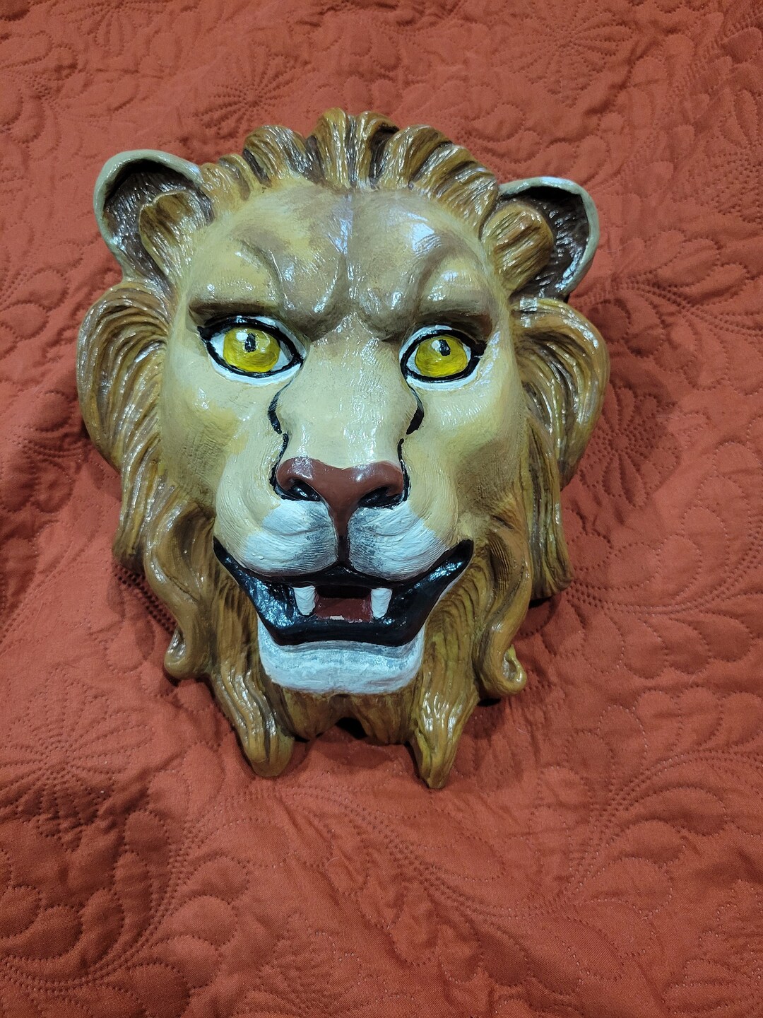 Hand Painted Lion Head Relief Sculpture, Resin - Etsy
