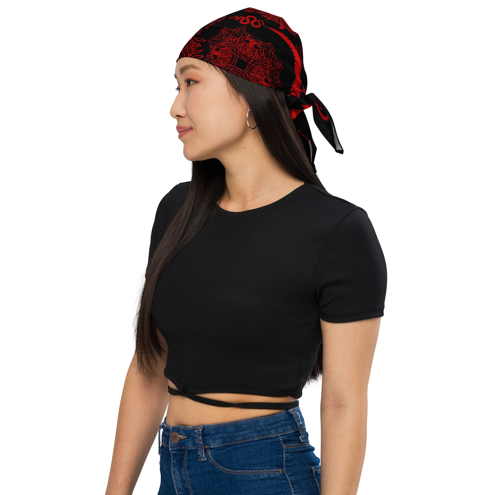 Black and Red Goth Cowgirl Bandana, Western Goth, Coachella Fashion ...
