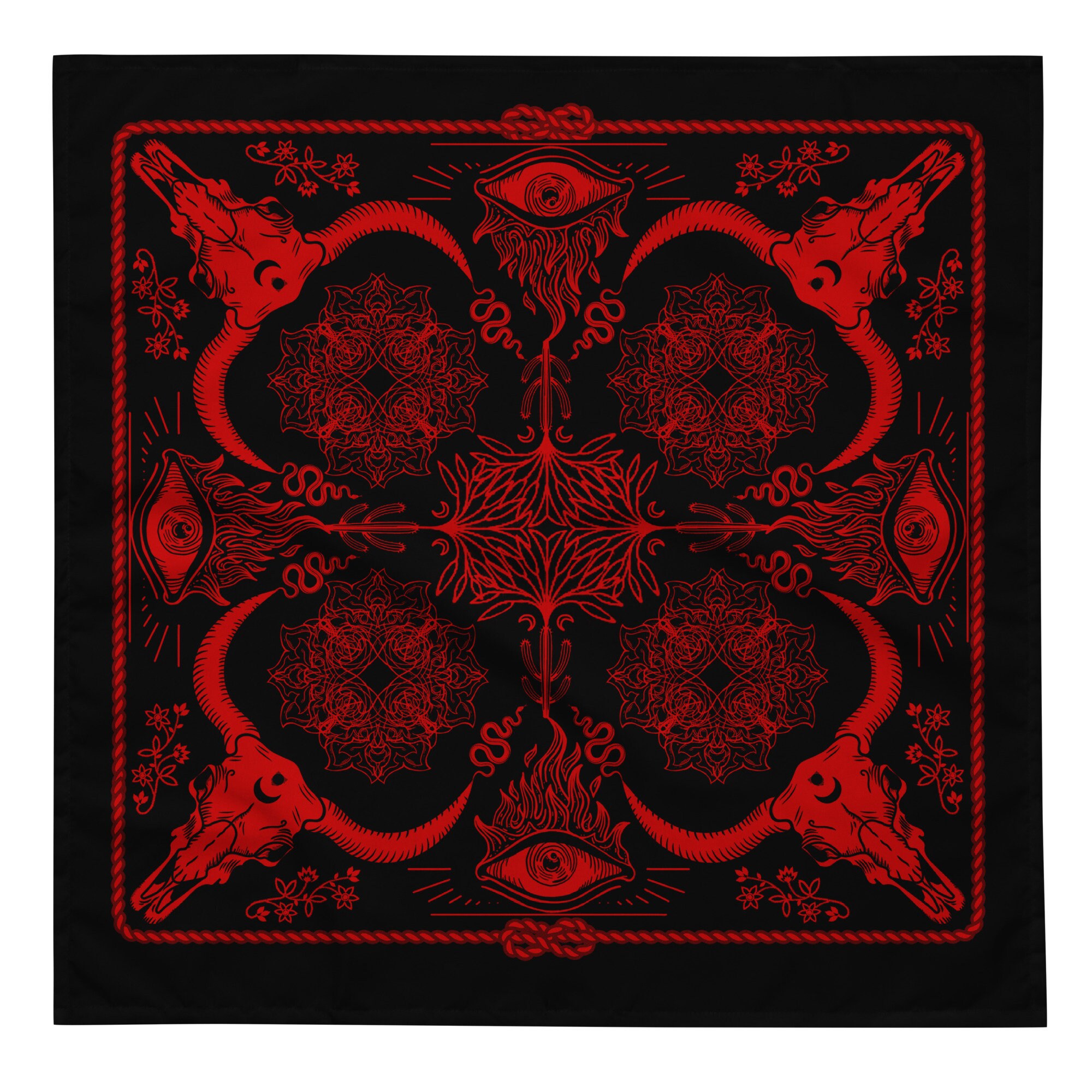 Black and Red Goth Cowgirl Bandana, Western Goth, Coachella Fashion ...