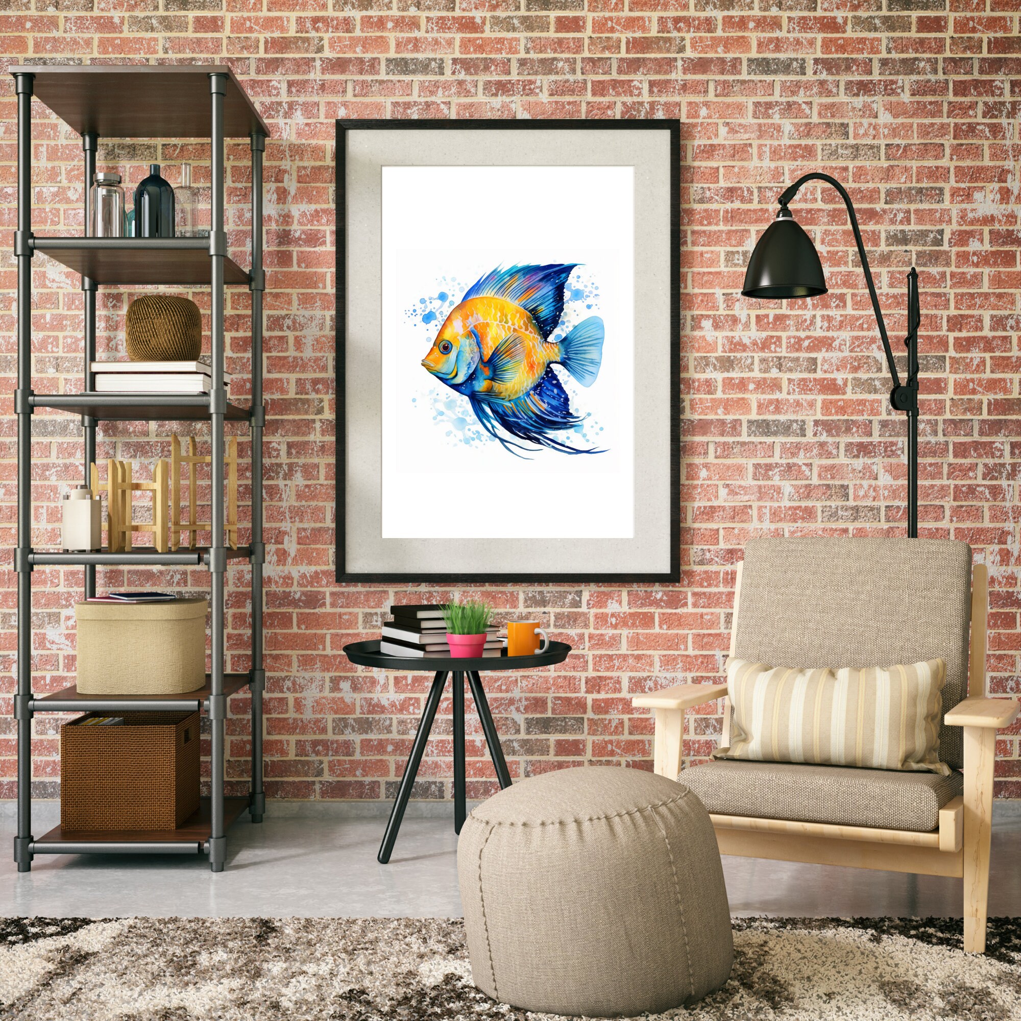 Angelfish Watercolor Painting, Angelfish Printable Wall Art, Fish ...
