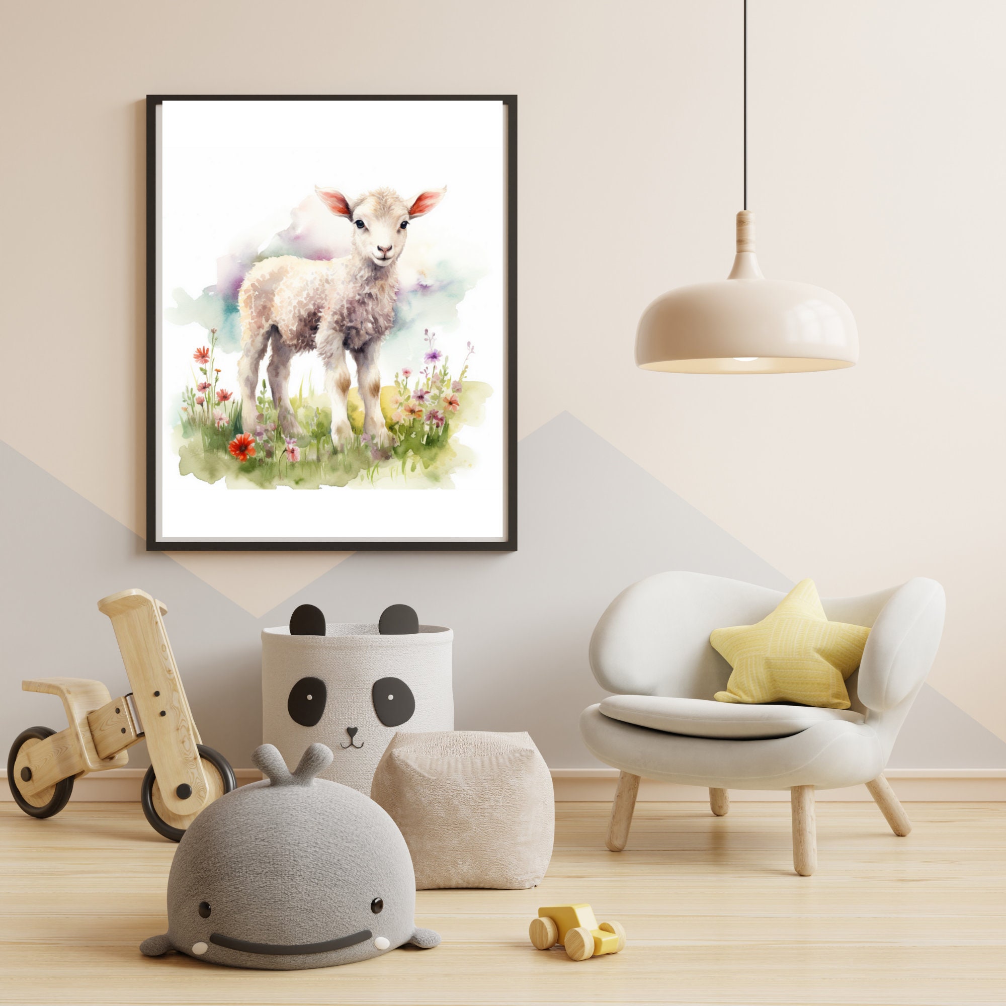 Lamb Clipart , Lamb Watercolor Painting, Lamb Printable Wall Art ...