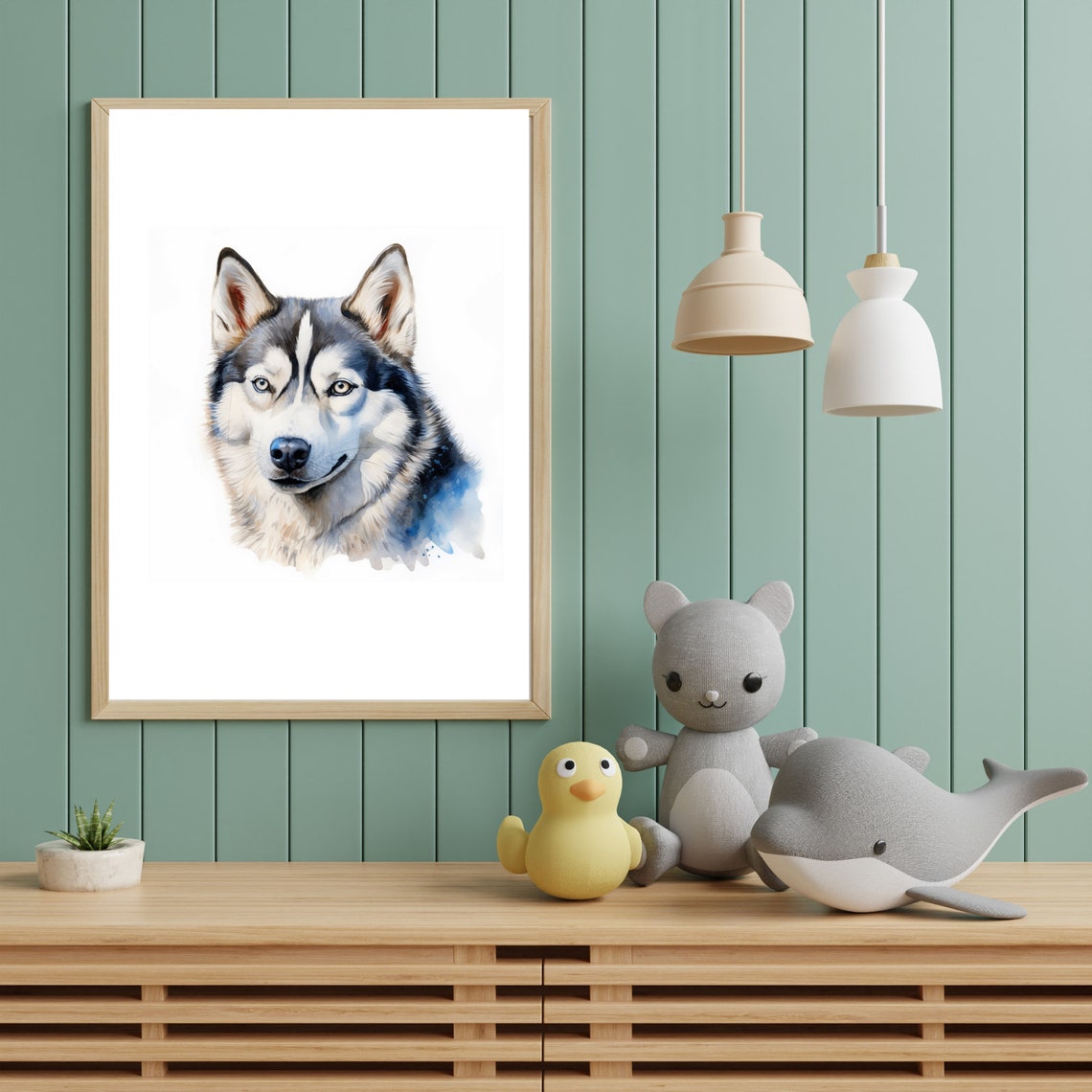Siberian Husky Watercolor Painting, Husky Printable Wall Art, Pet ...