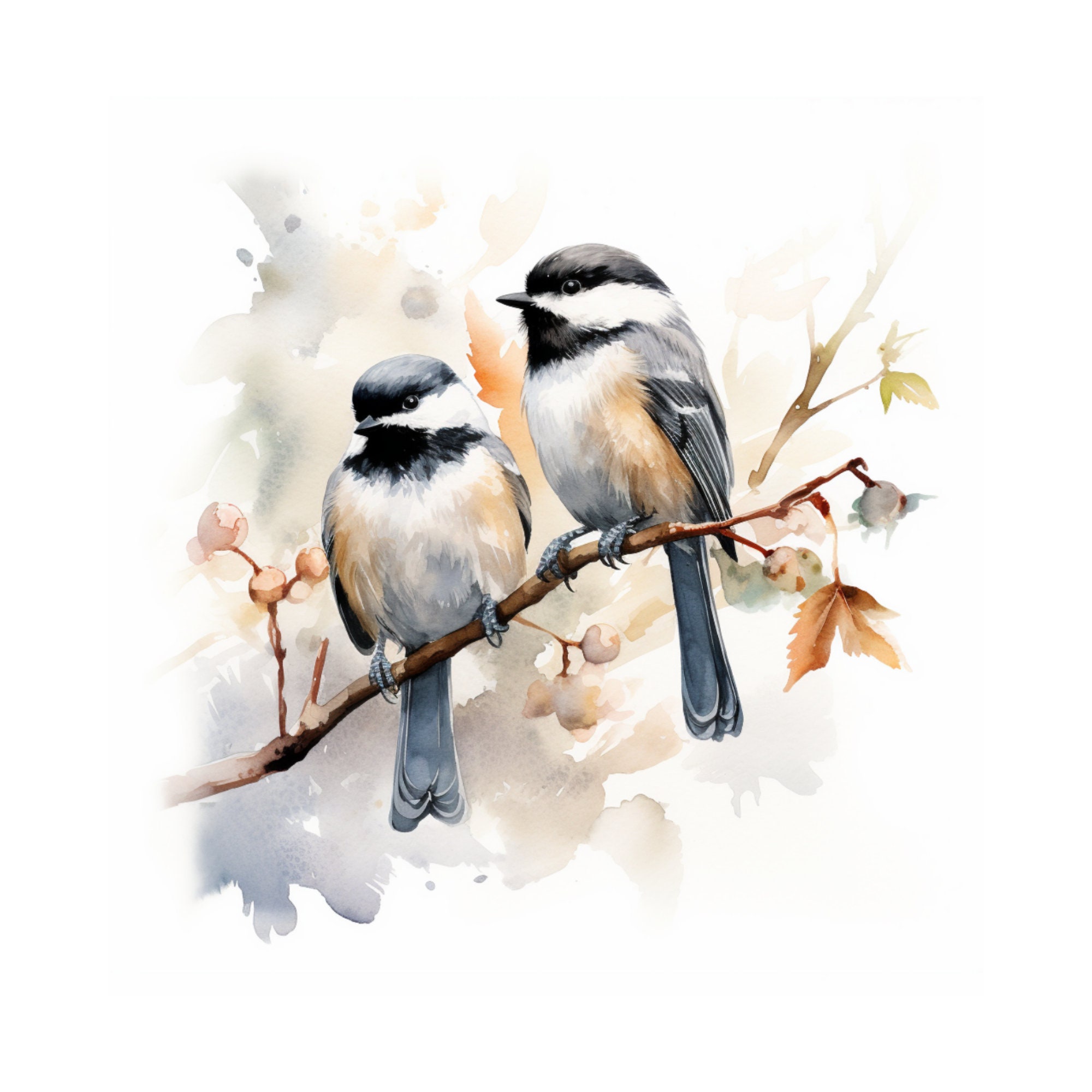 Chickadee Bird Watercolor Painting, Chickadee Printable Wall Art ...