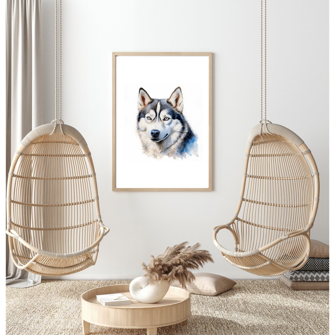 Siberian Husky Watercolor Painting, Husky Printable Wall Art, Pet ...
