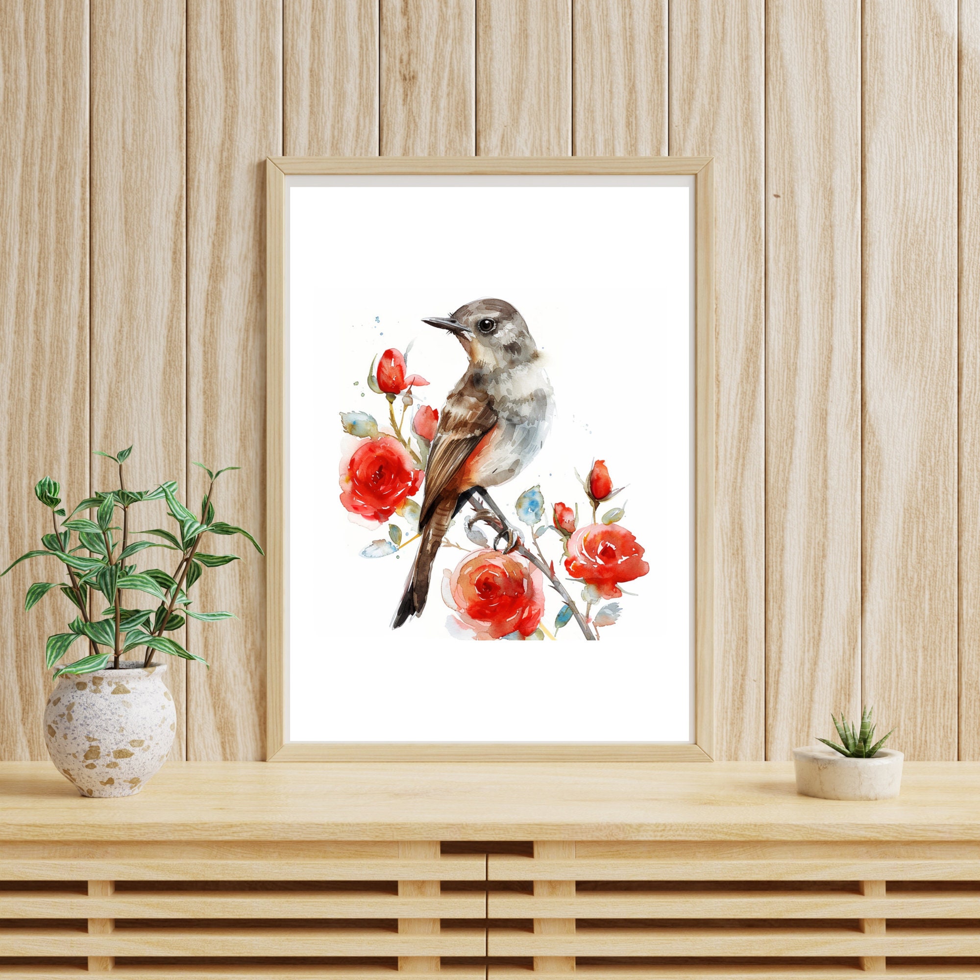 Nightingale Watercolor Painting Printable Wall Art, Nightingale Clipart ...