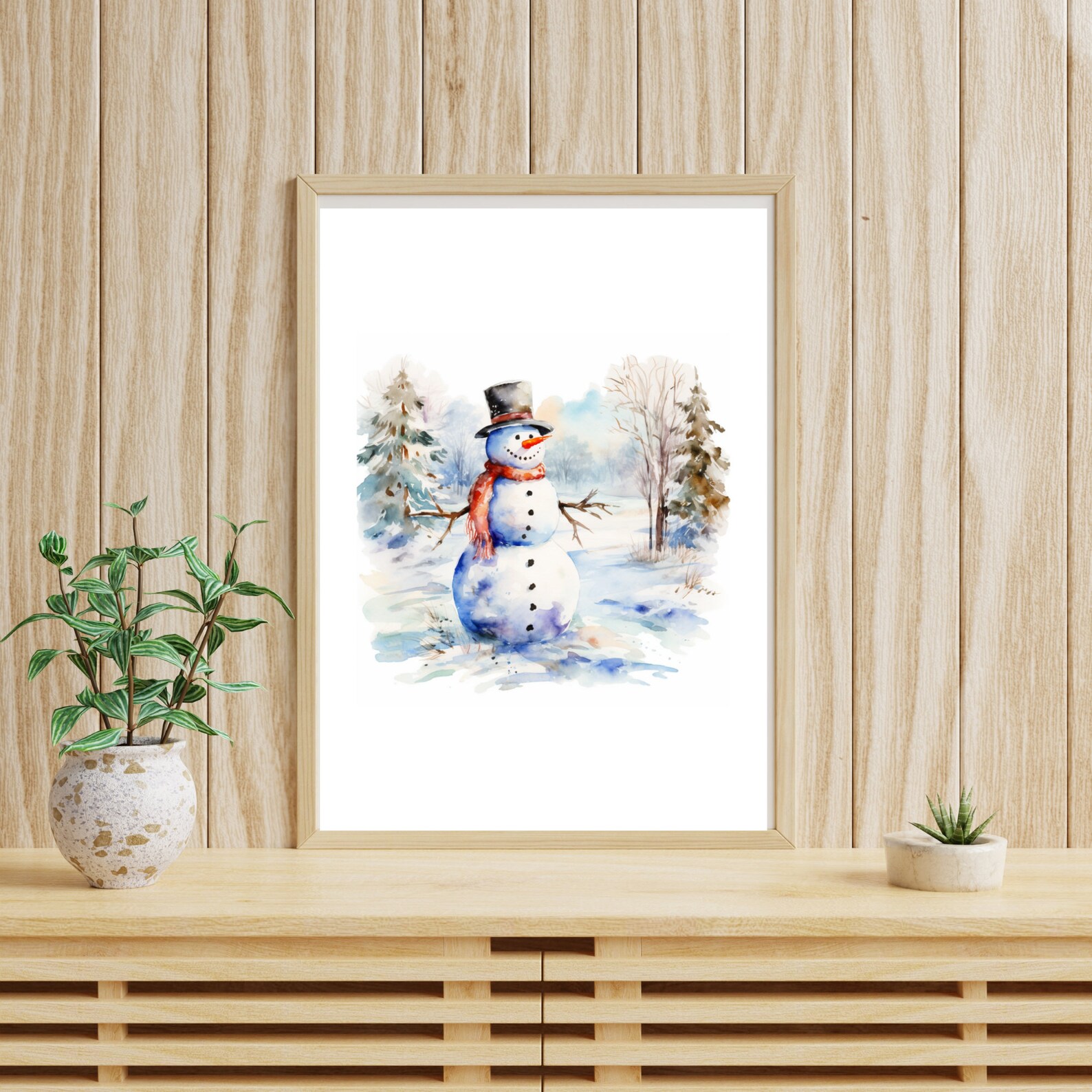 Snowman Watercolor Painting, Snowman Printable Wall Art, Instant ...