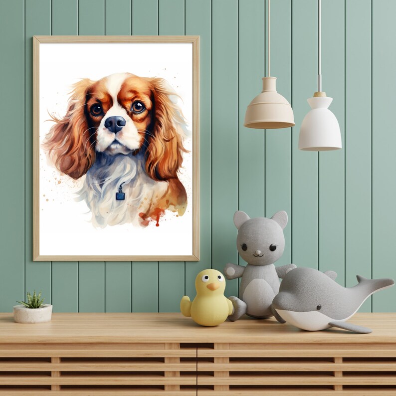 Cavalier King Charles Dog Printable Wall Art, Watercolor Painting ...