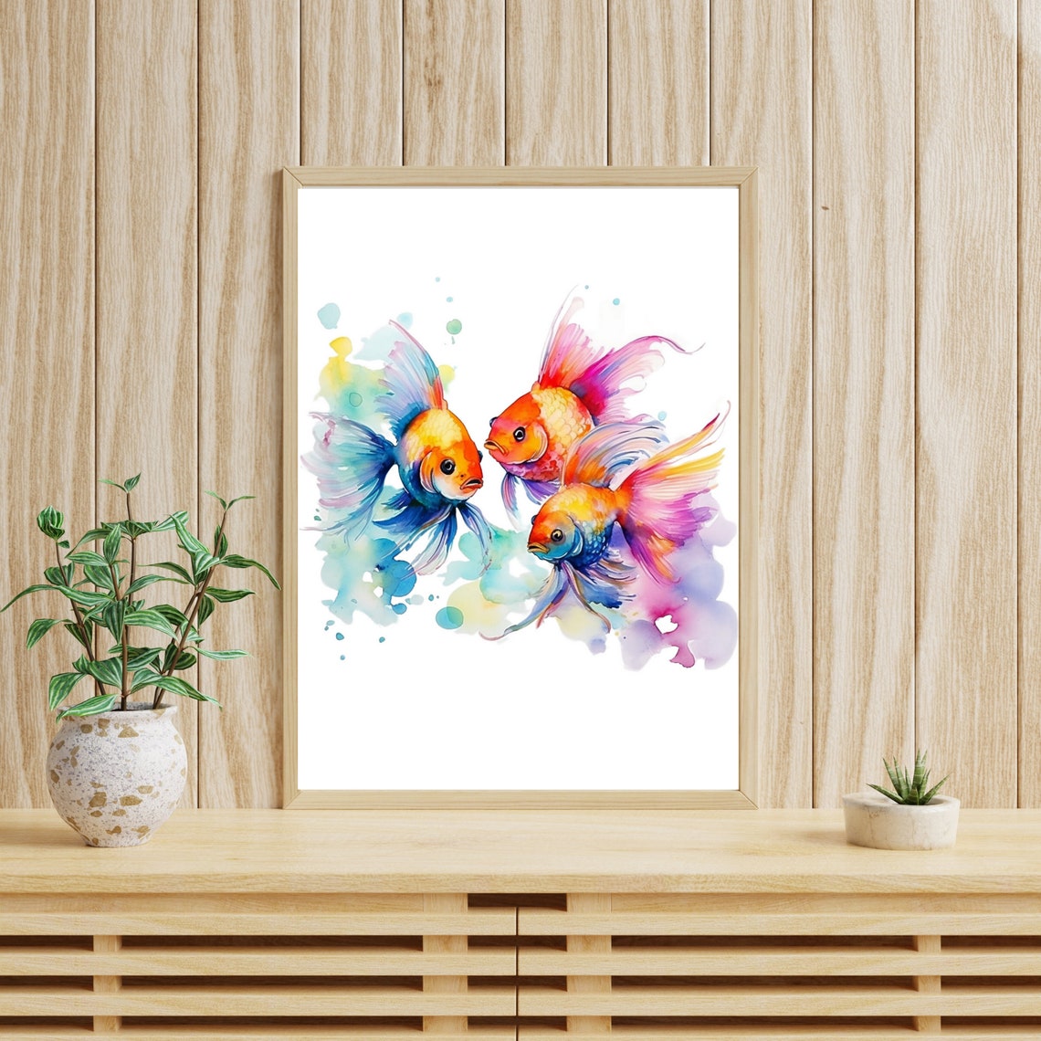 Fishes Watercolor Painting Printable Wall Art, Nursery Room Decor ...
