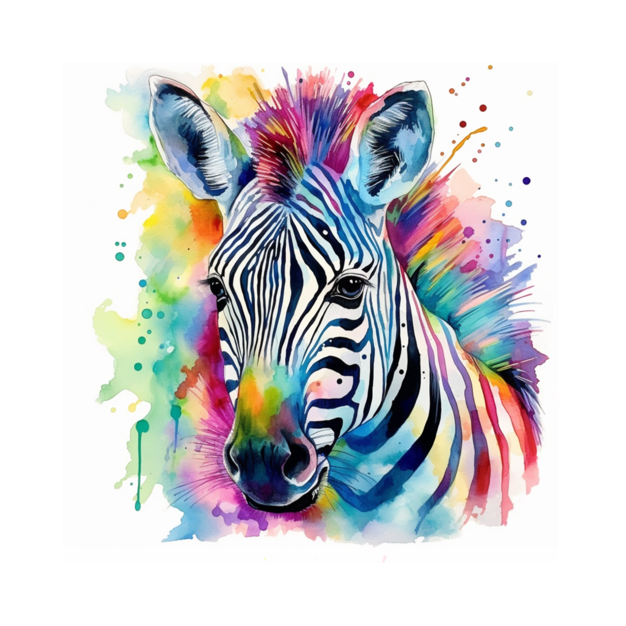 Colorful Printable Watercolor Zebra Painting for Home Decor and ...