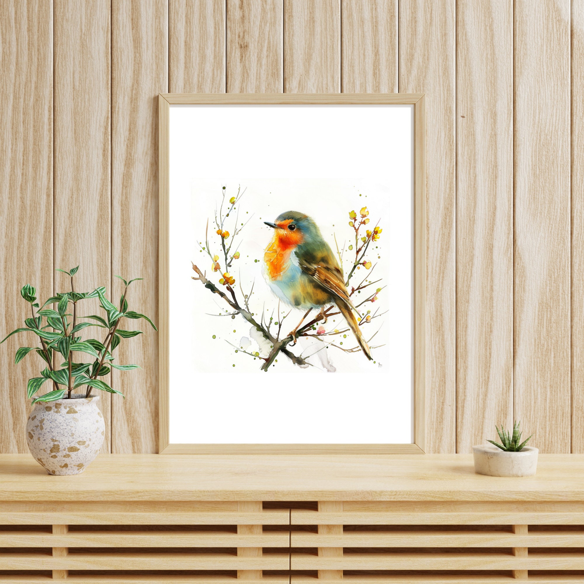 Robin Bird Watercolor Painting Printable Wall Art, Instant Download ...