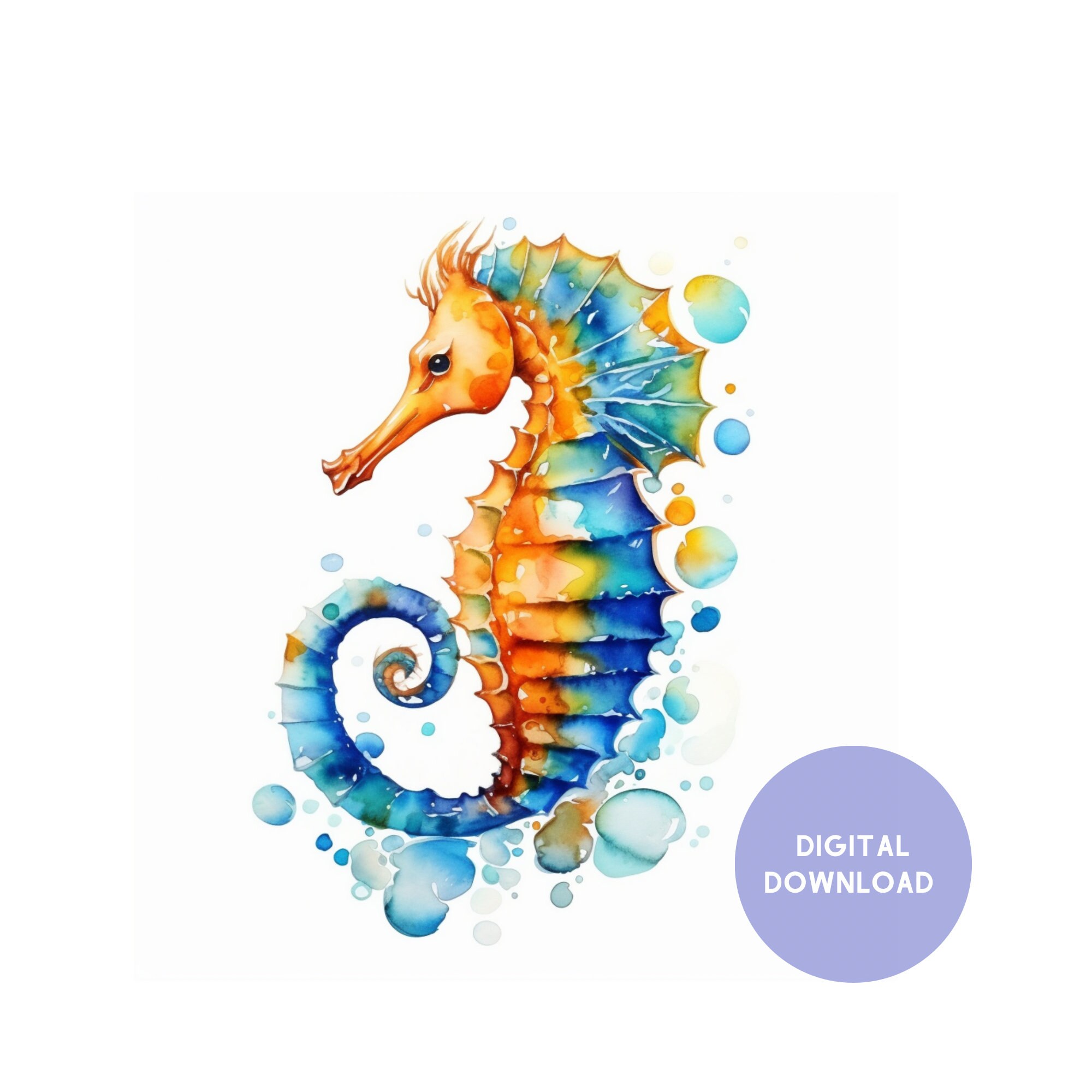 Seahorse Alcohol Ink Watercolor Painting Seahorse Print Sea - Etsy