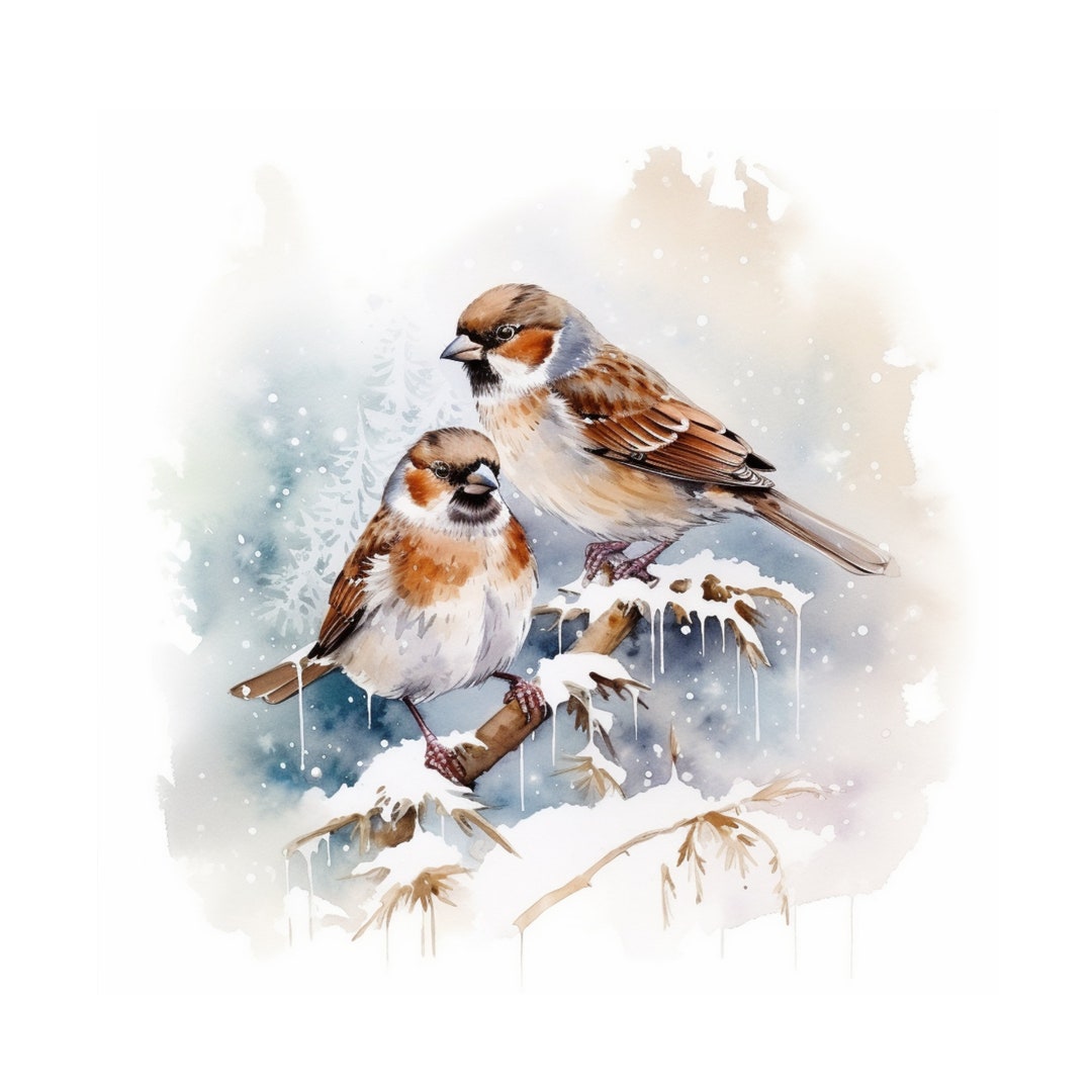 Sparrows Watercolor Painting Printable Wall Art, Sparrows Printable ...