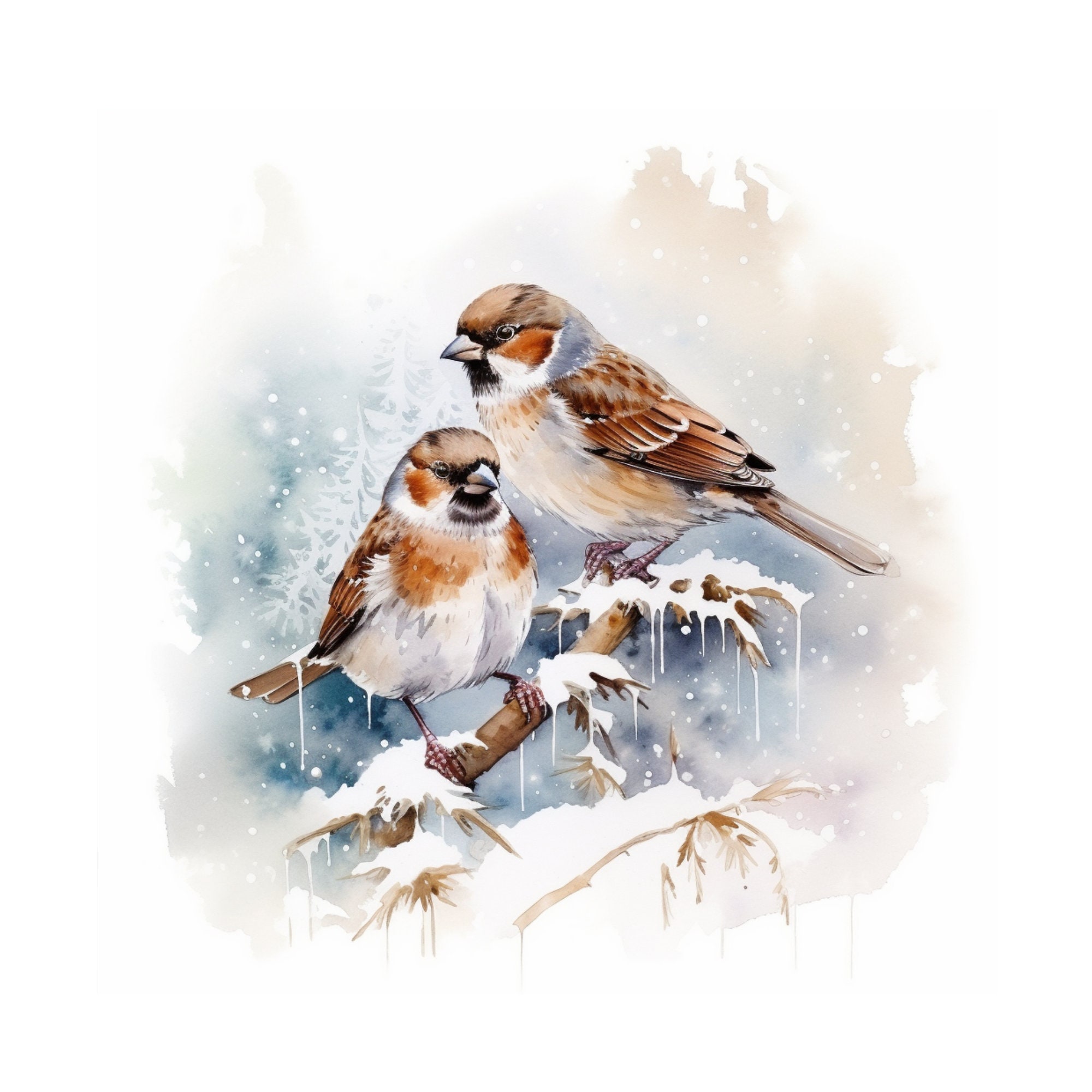 Sparrows Watercolor Painting Printable Wall Art, Sparrows Printable ...