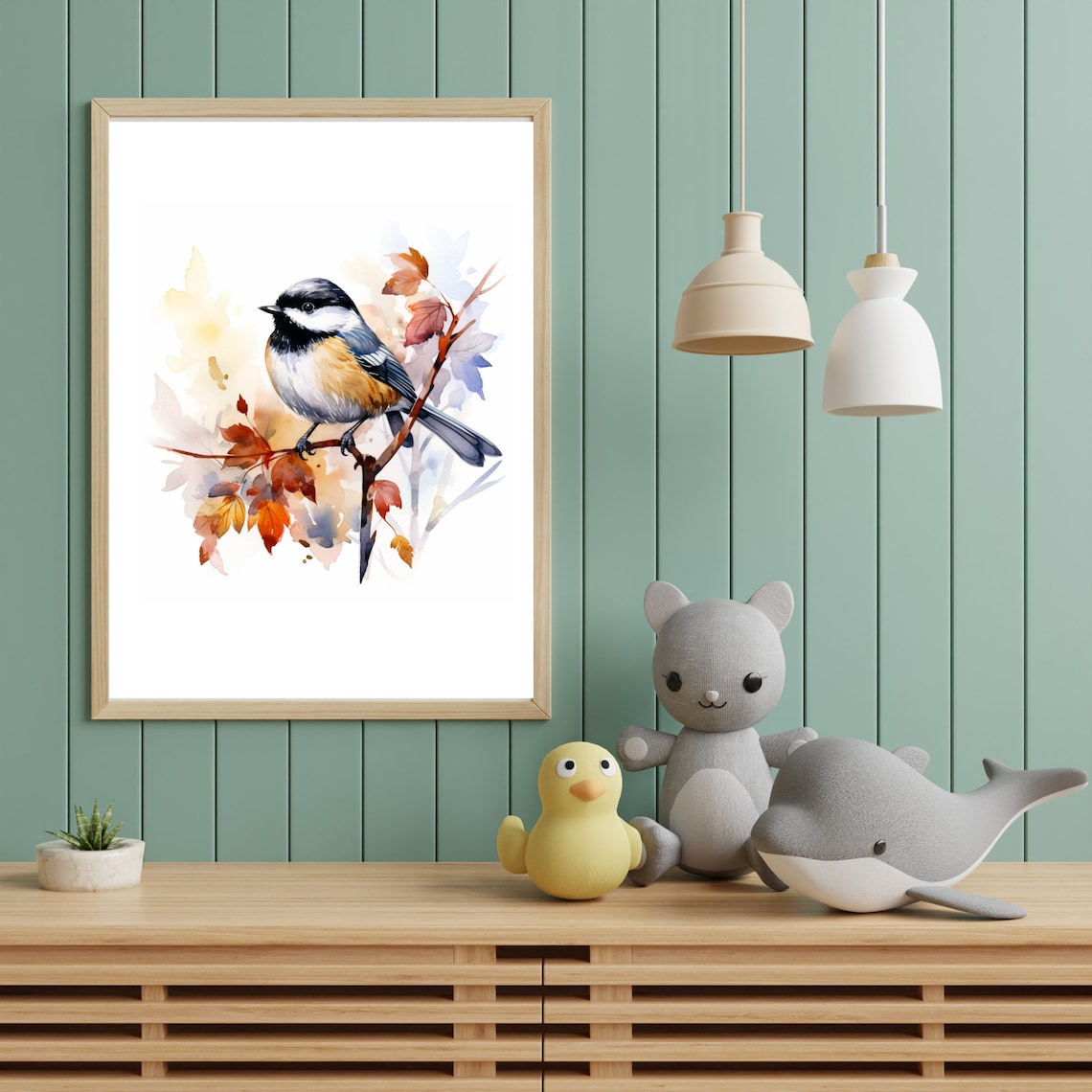 Chickadee Bird Watercolor Painting, Chickadee Printable Wall Art ...