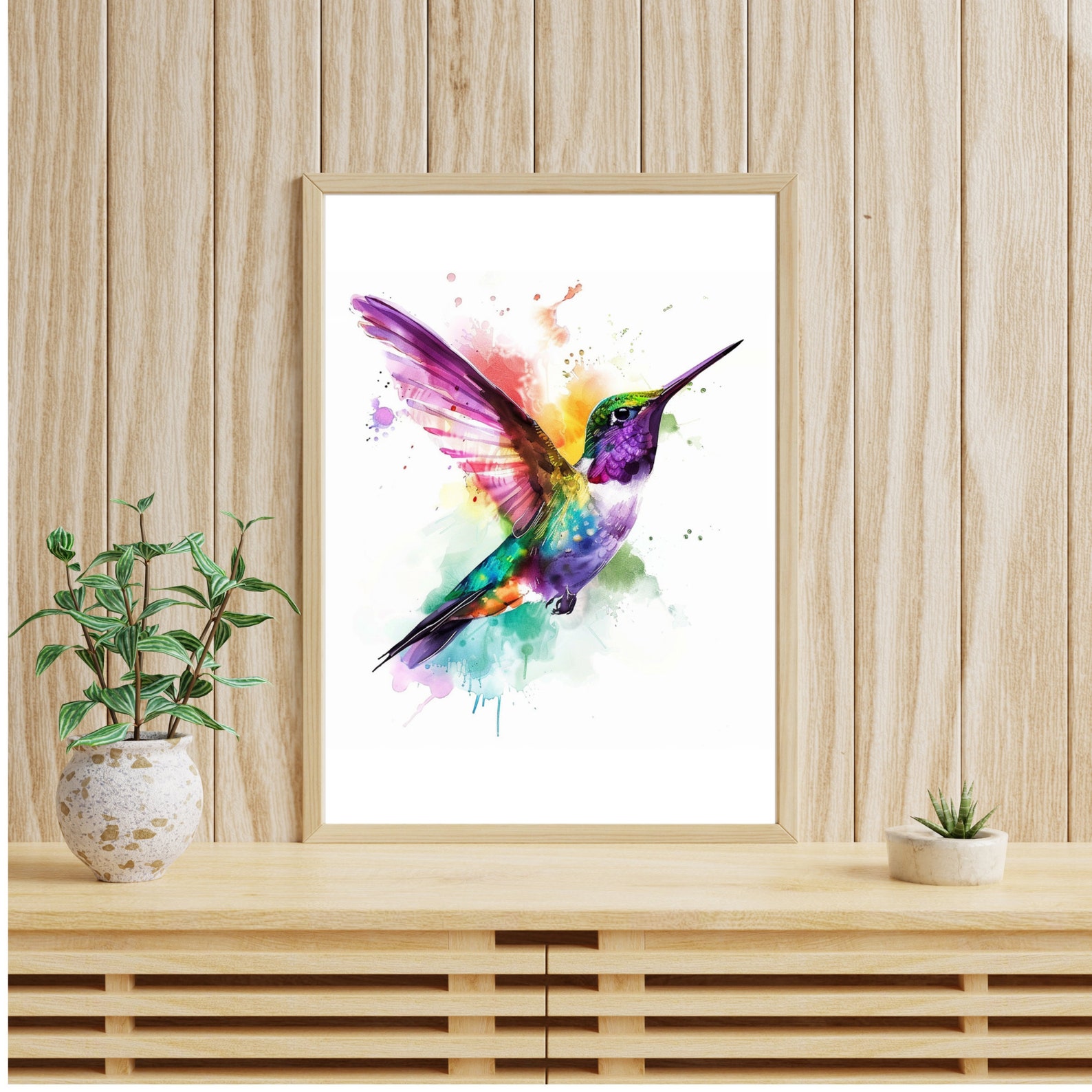 Hummingbird Watercolor Painting Printable Wall Art, Bird Wall Poster ...